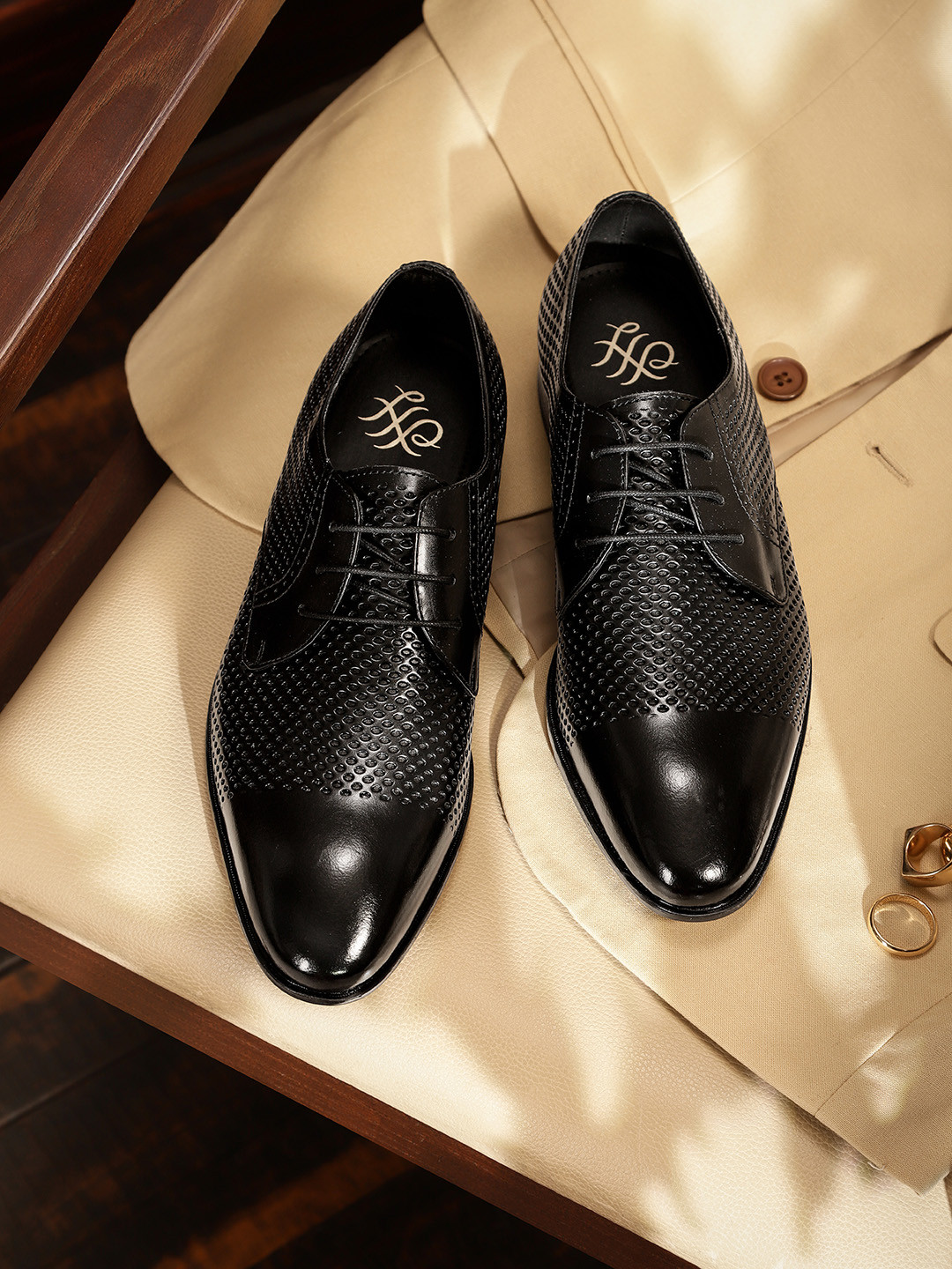 Buy House Of Pataudi Men Perforated Detailing Formal Derbys - Formal ...