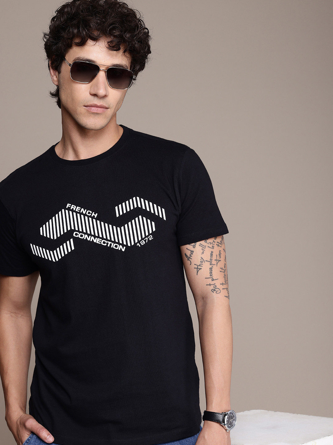 Buy French Connection Brand Logo Printed Pure Cotton T Shirt - Tshirts ...