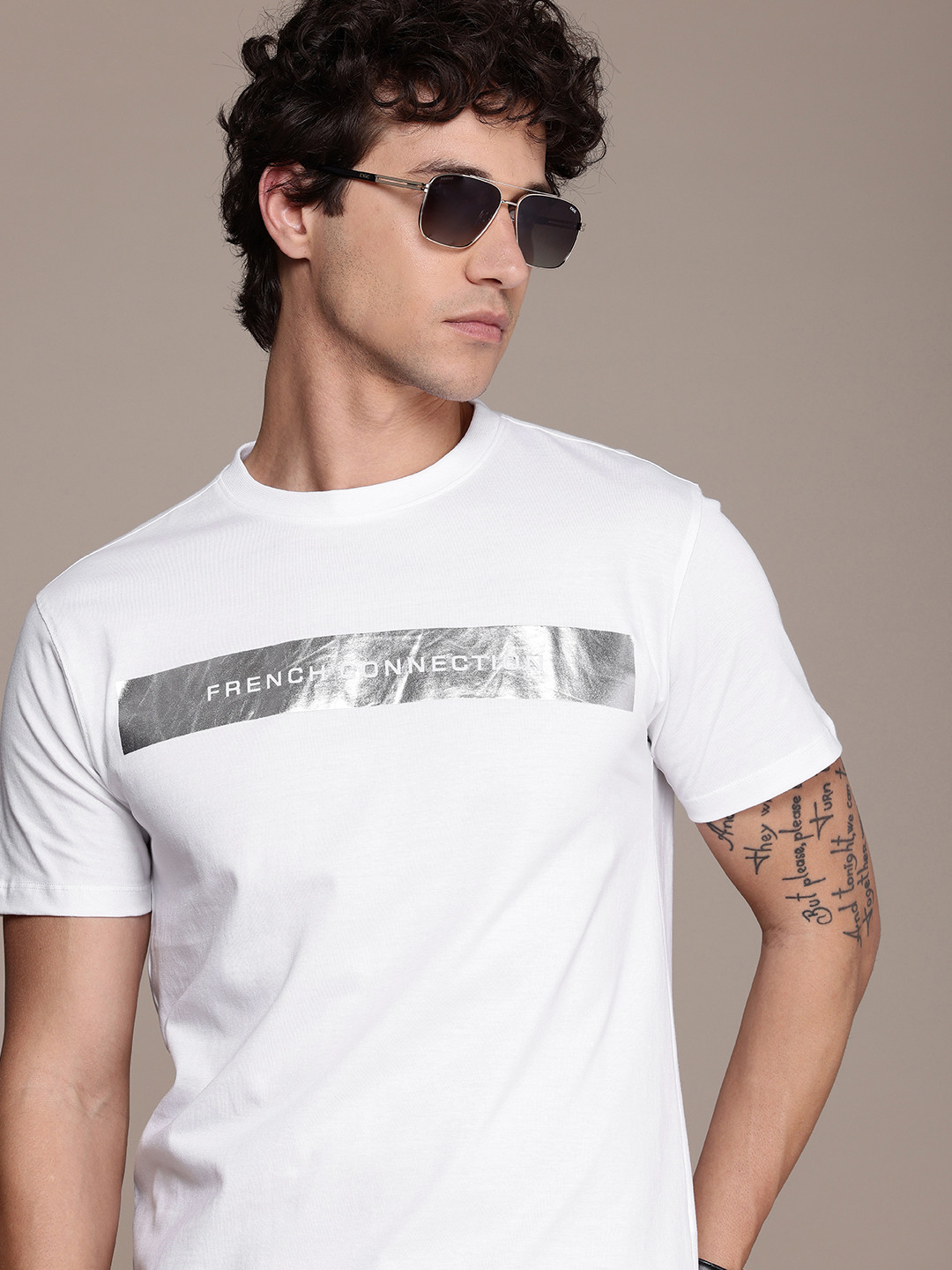 Buy French Connection Brand Logo Printed Pure Cotton T Shirt - Tshirts ...