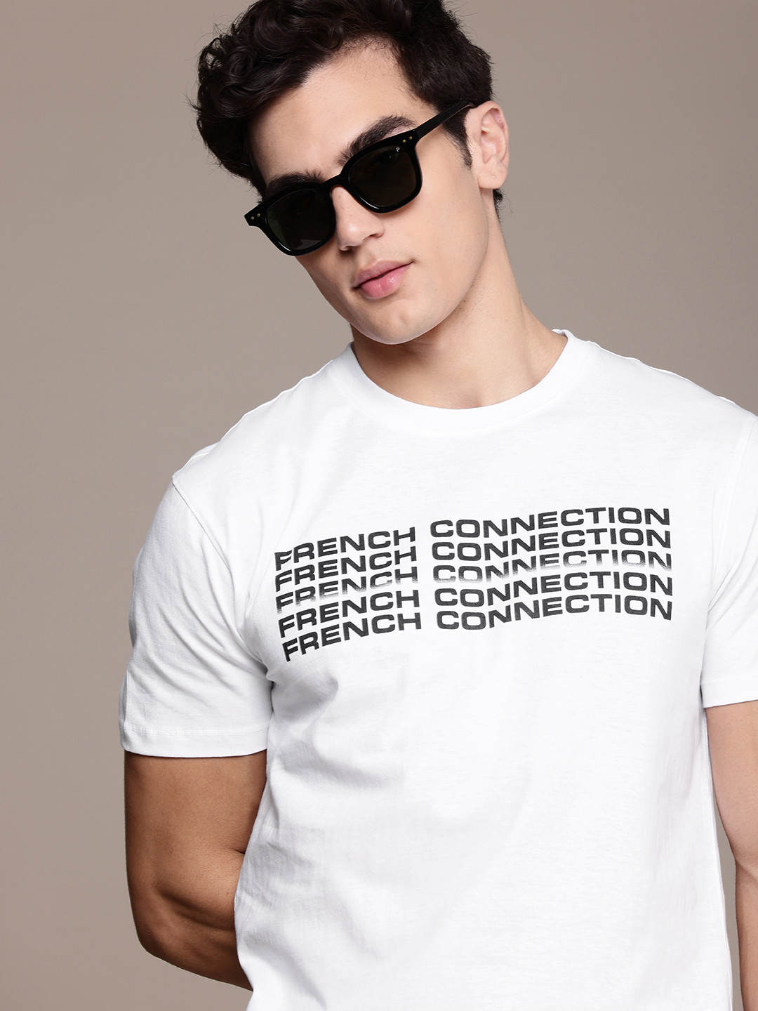 Buy French Connection Brand Logo Printed Pure Cotton T Shirt - Tshirts ...