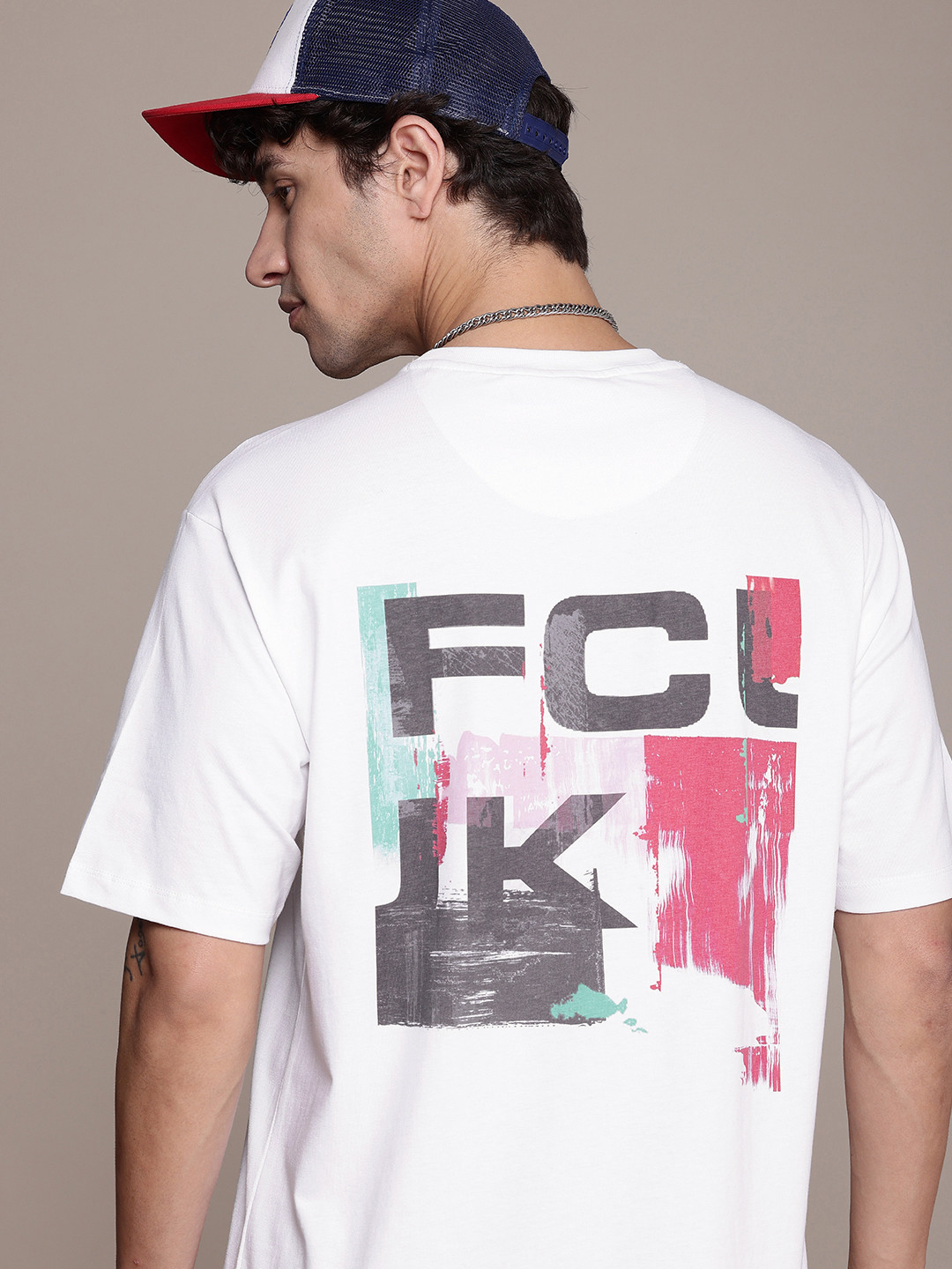 Buy FCUK Brand Logo Printed Drop Shoulder Sleeves Relaxed Fit Pure ...