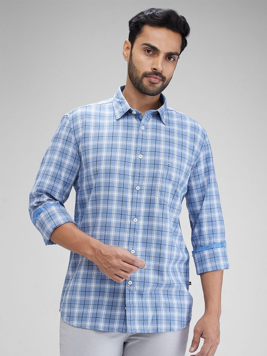 Buy Parx Men Slim Fit Tartan Checks Opaque Checked Casual Shirt ...