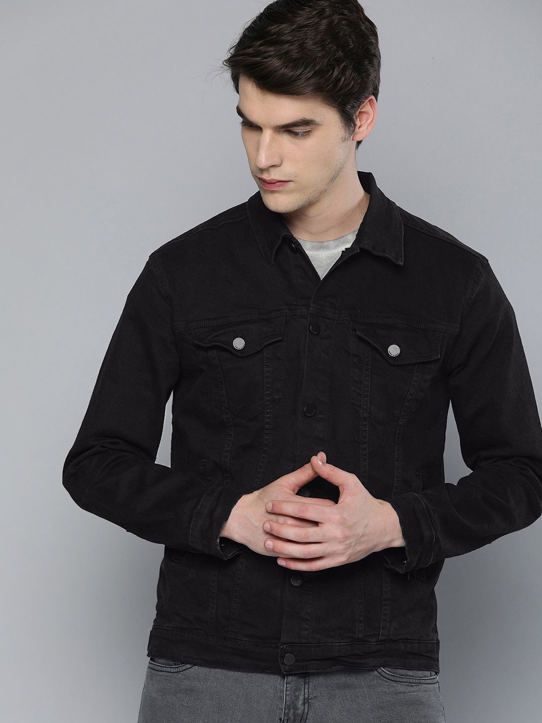 Buy Kotty Men Washed Outdoor Denim Jacket With - Jackets for Men ...