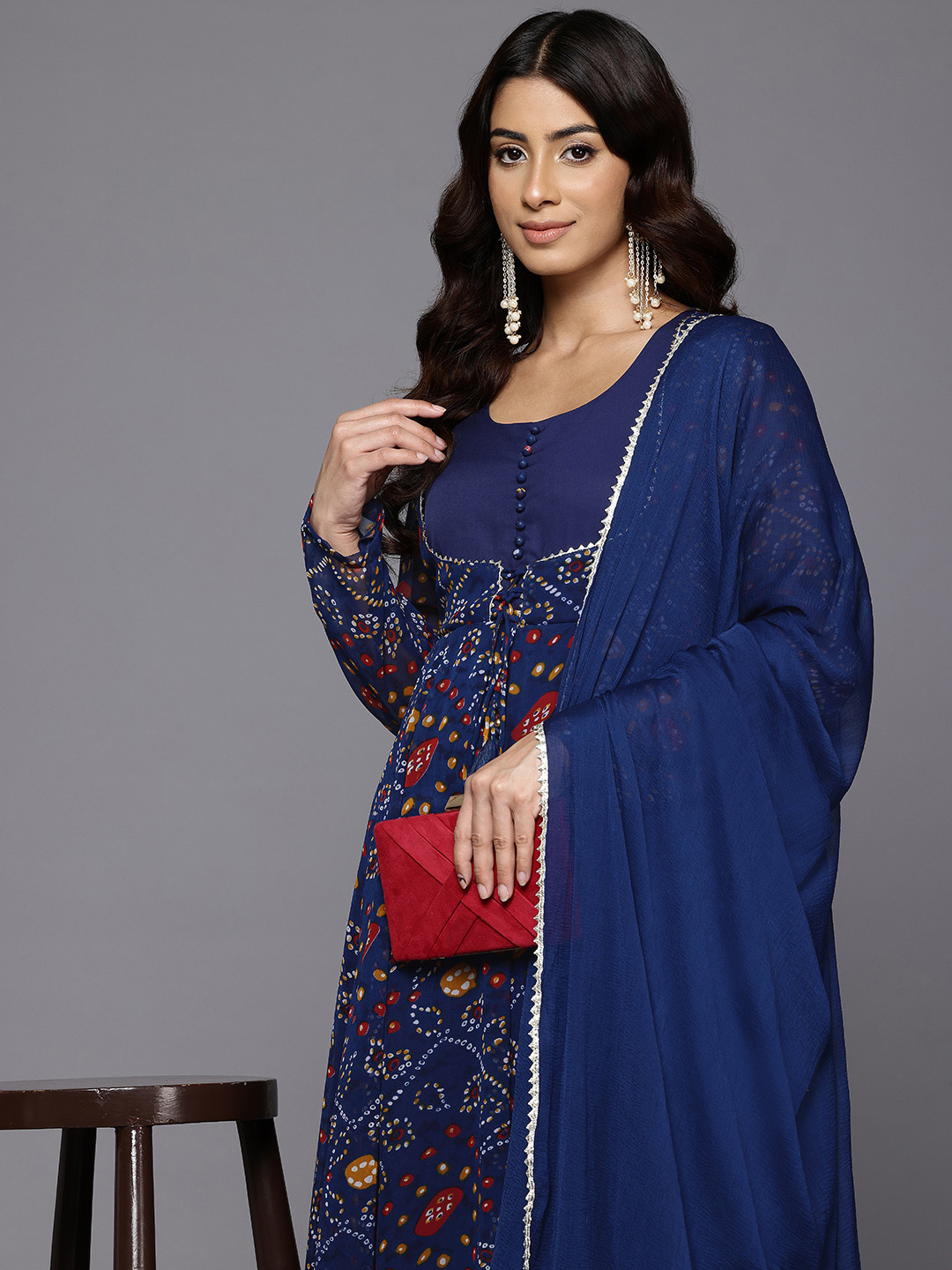 Buy Varanga Bandhani Printed Georgette Anarkali Kurta - Kurtas for ...