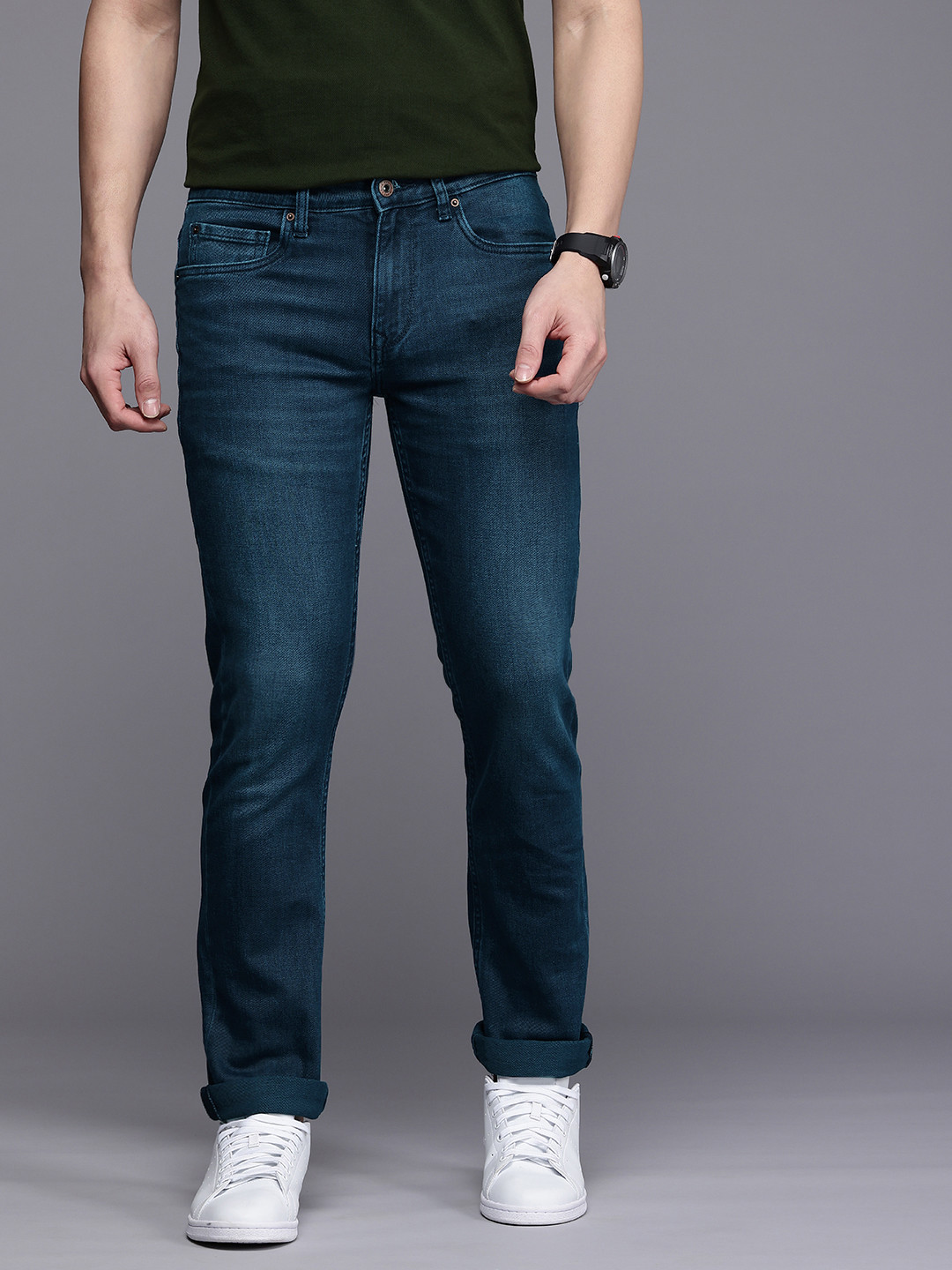 Buy Louis Philippe Jeans Men Slim Fit Light Fade Stretchable Jeans ...