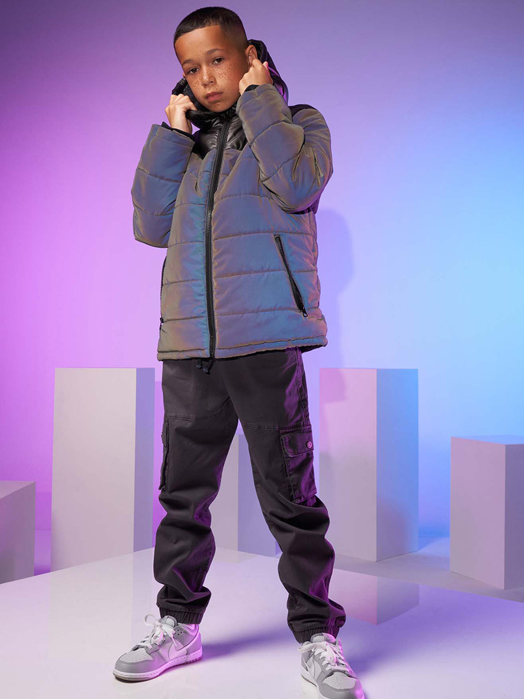 Buy Angel & Rocket Boys Washed Striped Windcheater Longline Denim ...