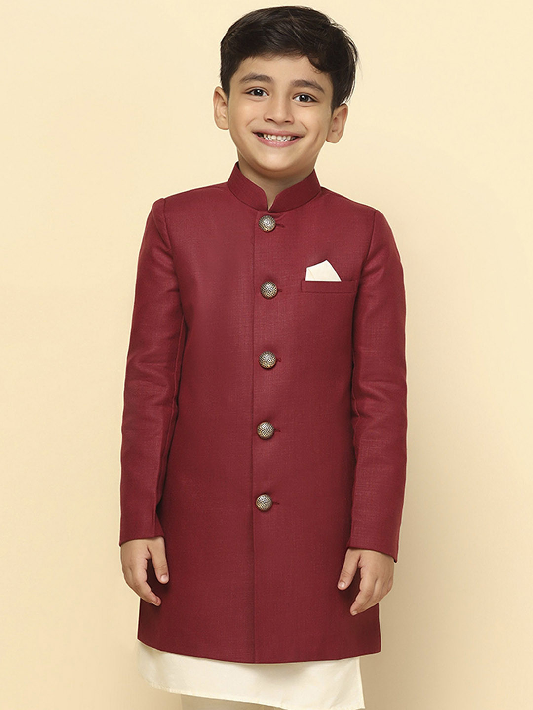 Buy KISAH Boys Mandarin Collar Longline Indowestern Sherwani - Jackets ...