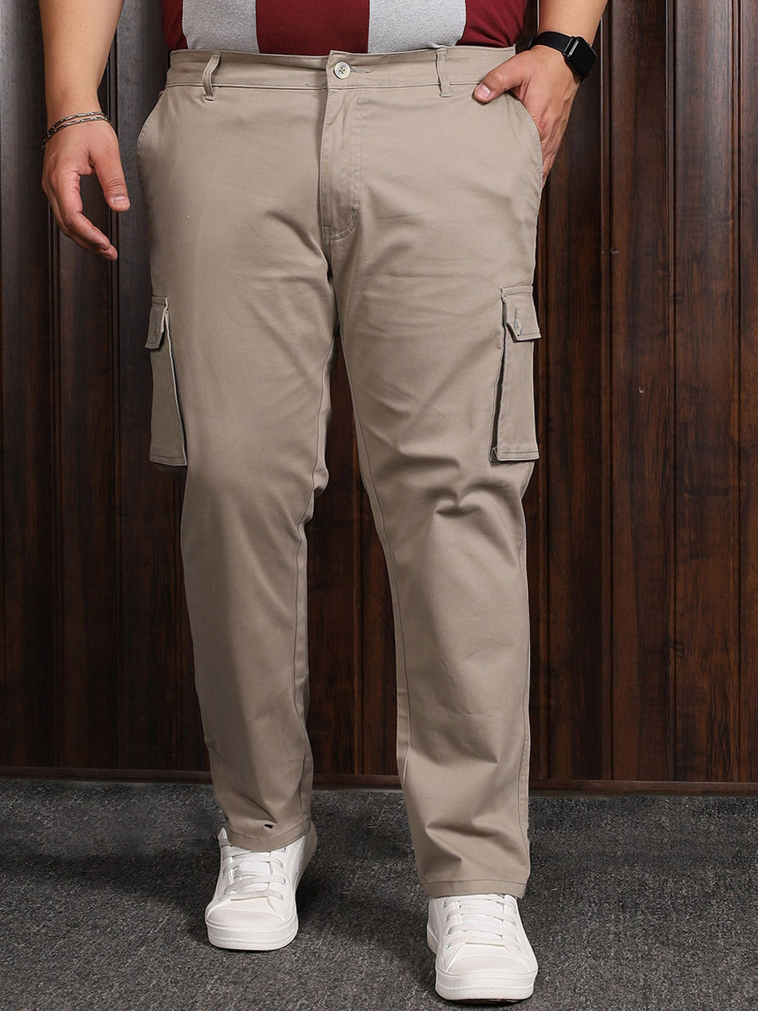 Buy Bigbanana Men Plus Size Mid Rise Regular Fit Pure Cotton Cargos ...