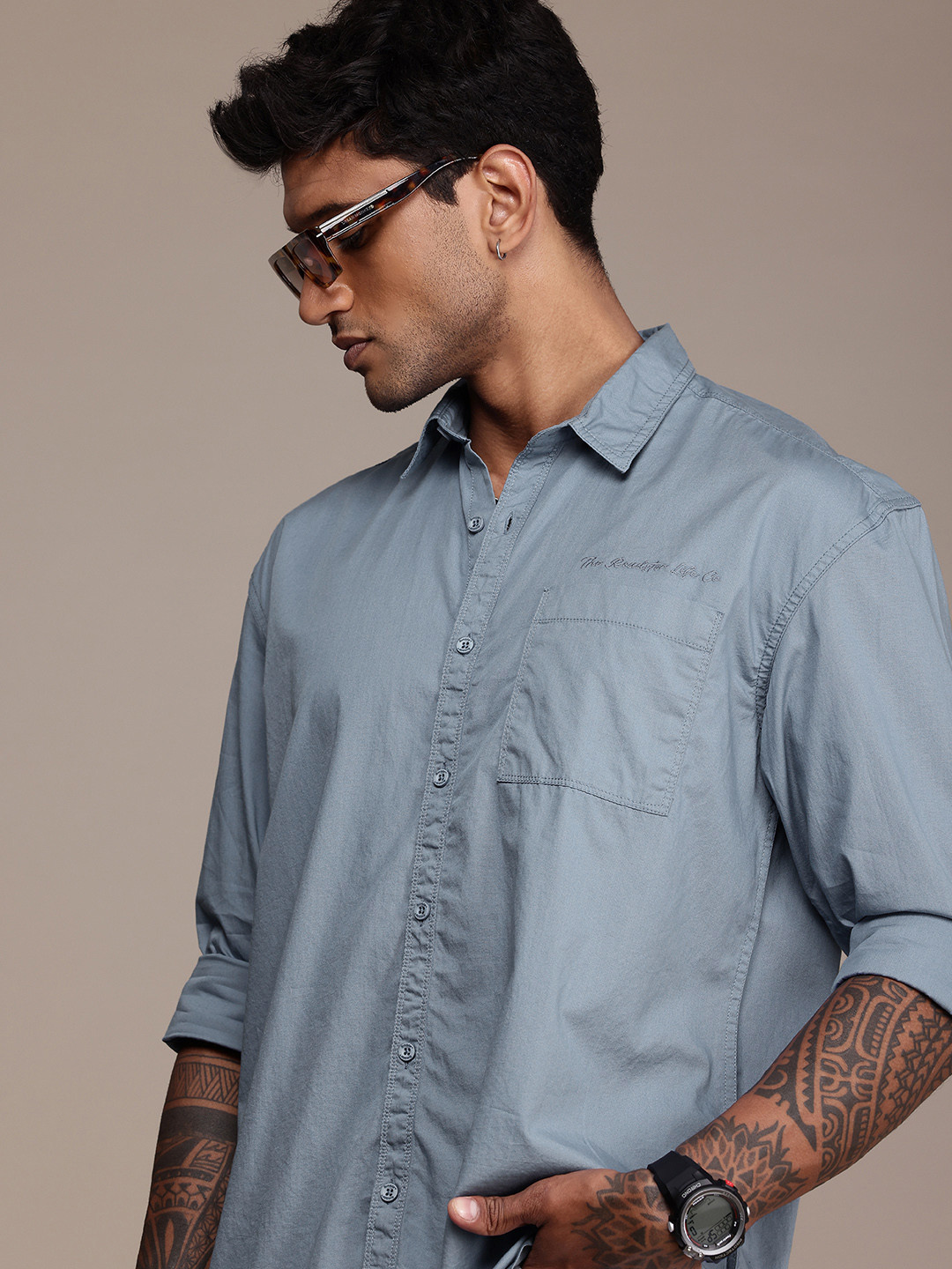Buy The Roadster Life Co. Pure Cotton Drop Shoulder Sleeves Relaxed Fit Casual Shirt - Shirts ...