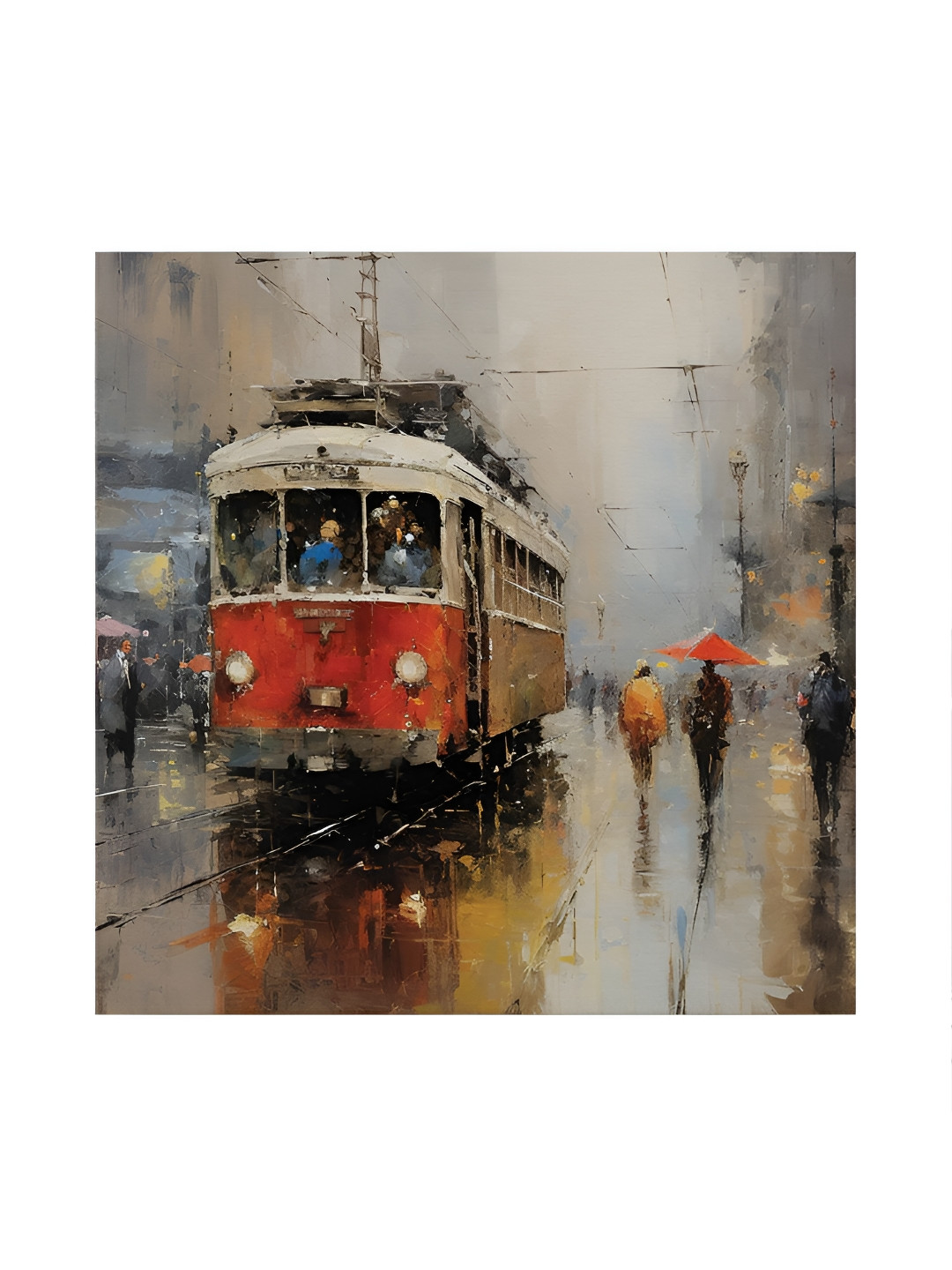 Buy RANDOM Red & White Canvas Painting Wall Art - Wall Art for Unisex ...