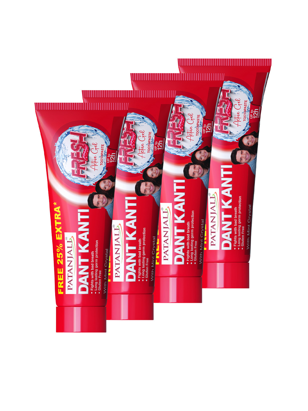 Buy Patanjali Set Of 4 Dant Kanti Fresh Active Gel Toothpaste With Mint ...