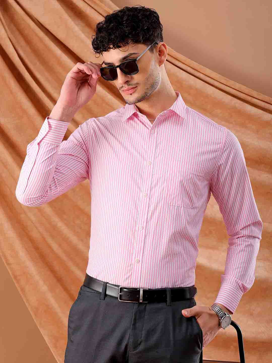 Buy The Indian Garage Co. X Luxe Slim Fit Striped Spread Collar Formal ...