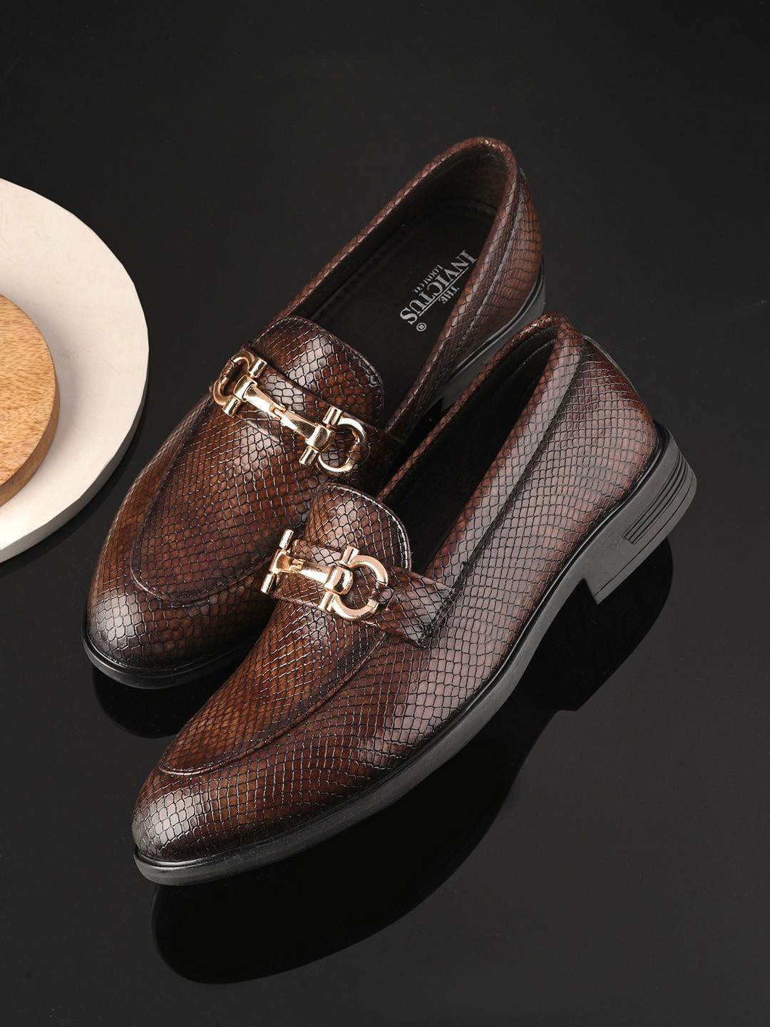 Buy INVICTUS Men Textured Formal Loafers - Formal Shoes for Men ...