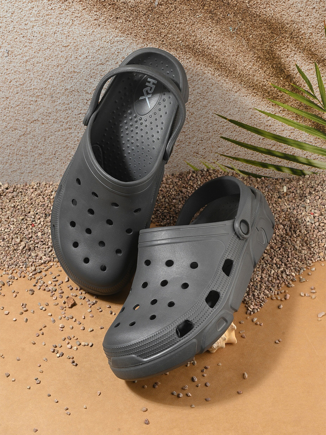 Buy HRX By Hrithik Roshan Men Grey Rubber Clogs - Flip Flops for Men ...