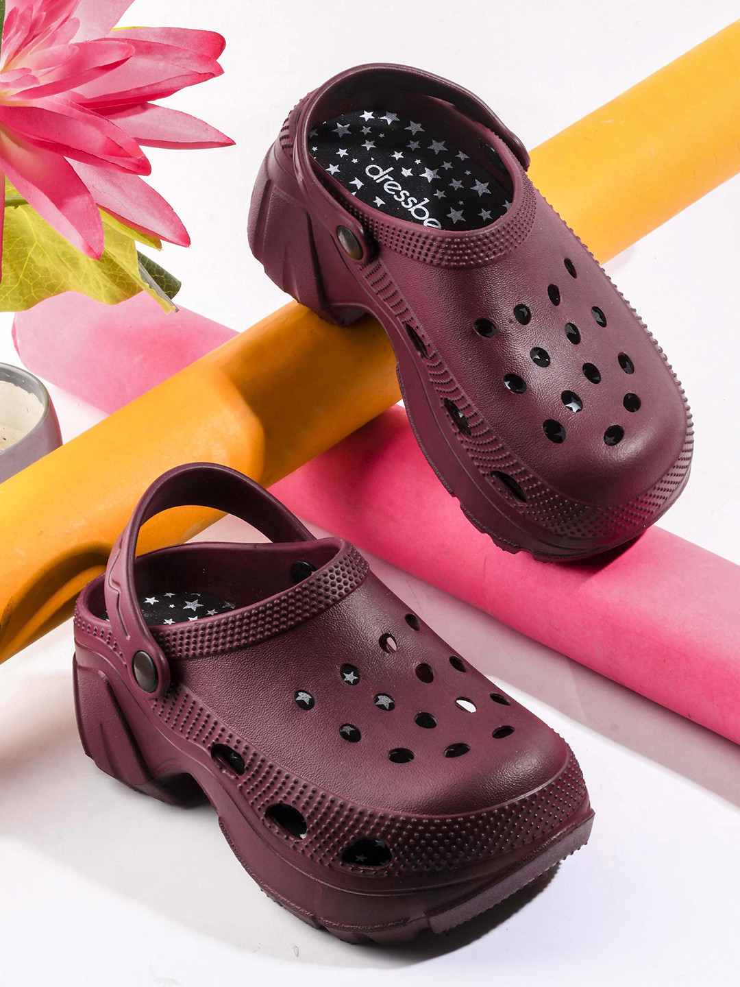 Buy DressBerry Women Maroon Rubber Clogs - Flip Flops for Women ...