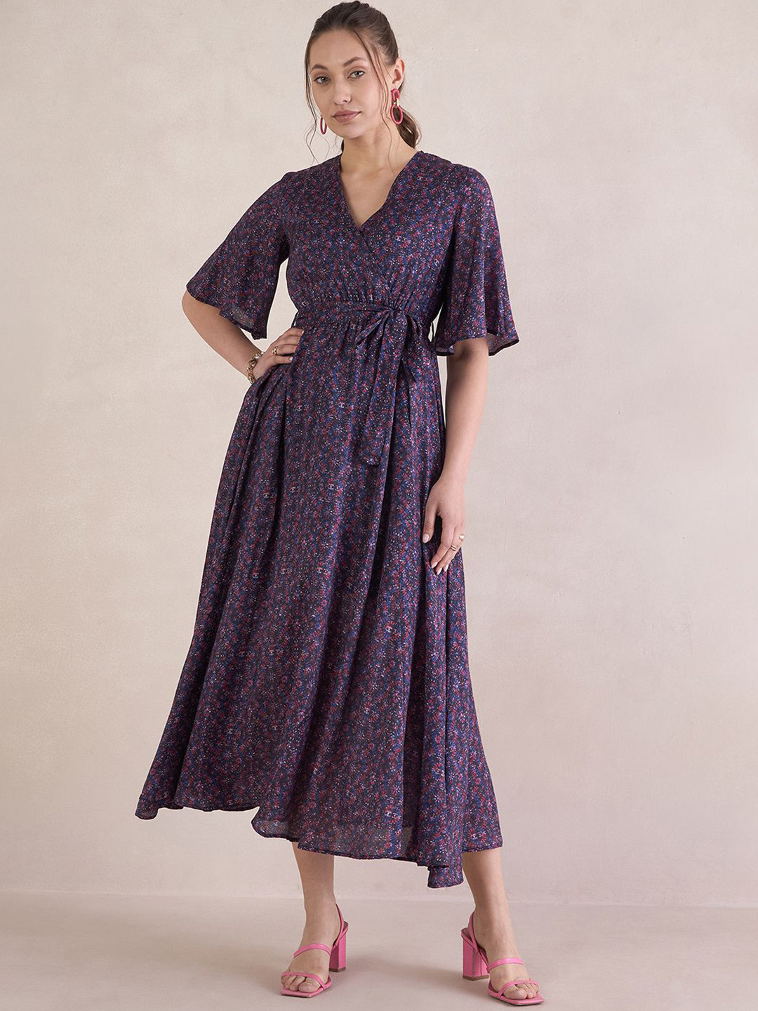 Buy FEMMELLA Bell Sleeves Wrap Midi Dress - Dresses for Women 29937194 ...