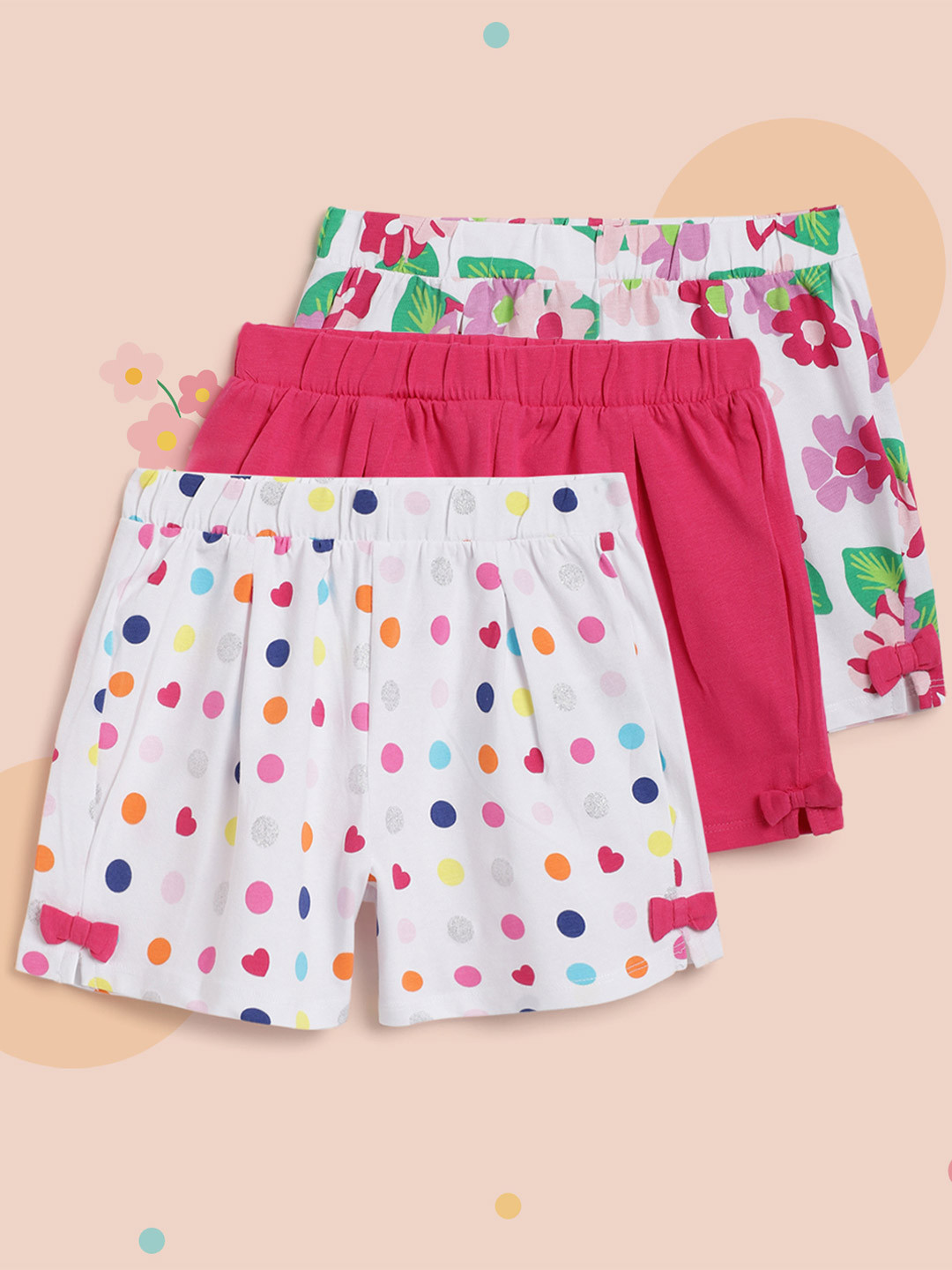 Buy Chicco Girls Pack Of 3 Conversational Printed Cotton Shorts ...