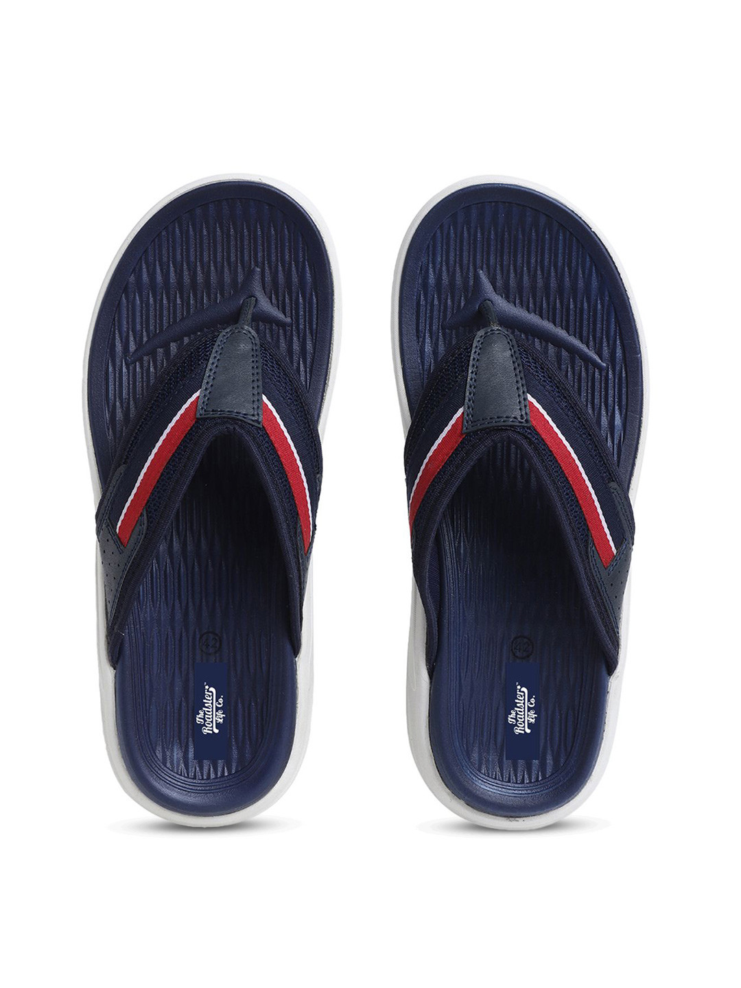 Buy The Roadster Lifestyle Co. Men Navy Blue Textured Thong Flip Flops ...