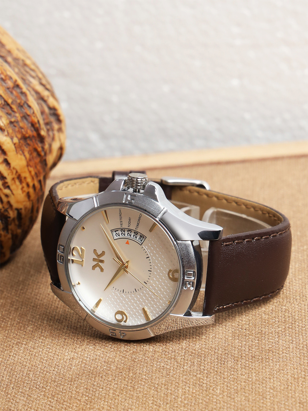 Buy Killer Men Brass Printed Dial & Leather Regular Style Straps ...