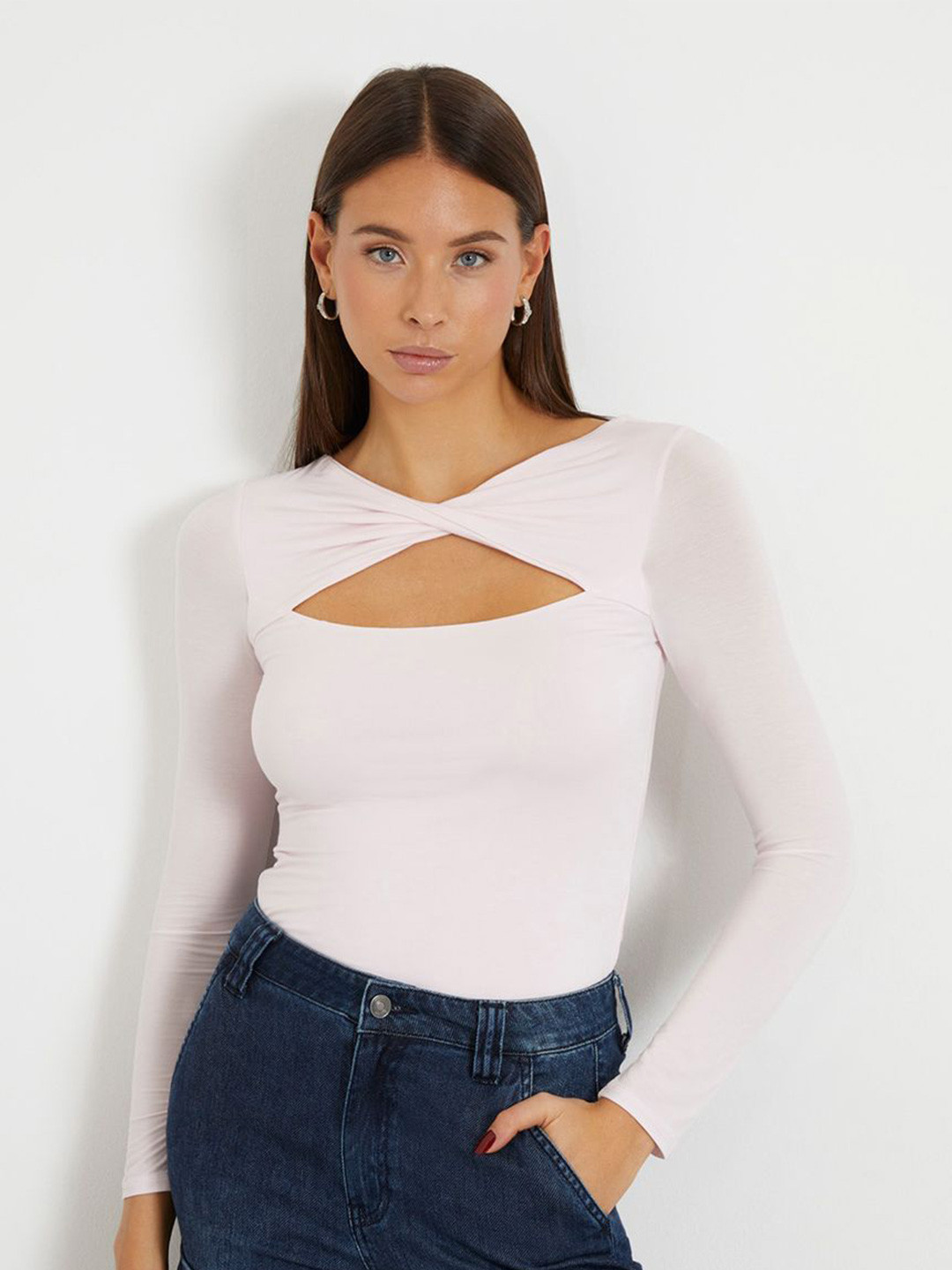 Buy GUESS V Neck Solid Top - Tops for Women 29945526 | Myntra