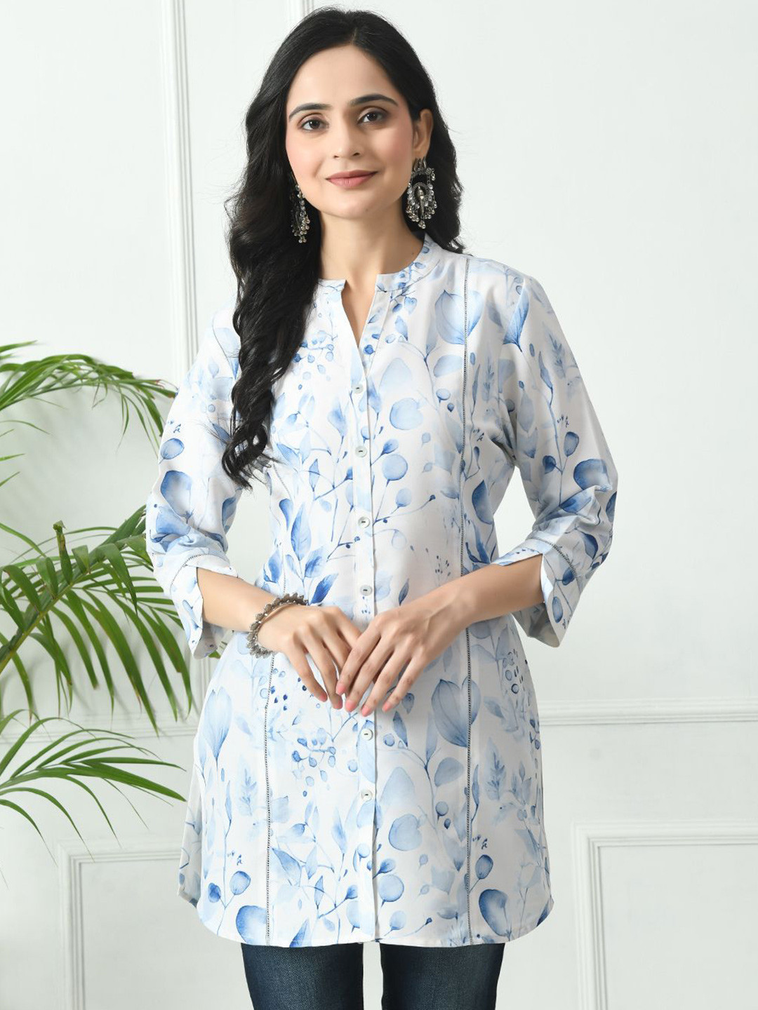 Buy MEESAN Mandarin Collar Printed Tunic - Tunics for Women 29945981 | Myntra
