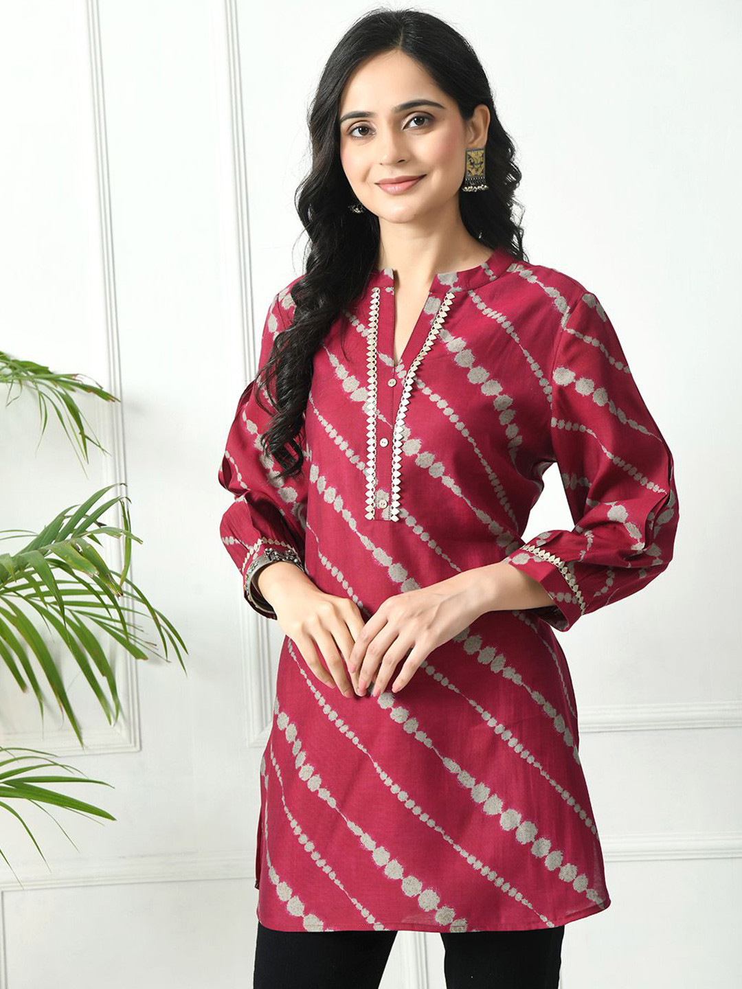 Buy MEESAN Modal Mandarin Collar Printed Tunic - Tunics for Women 29945999 | Myntra