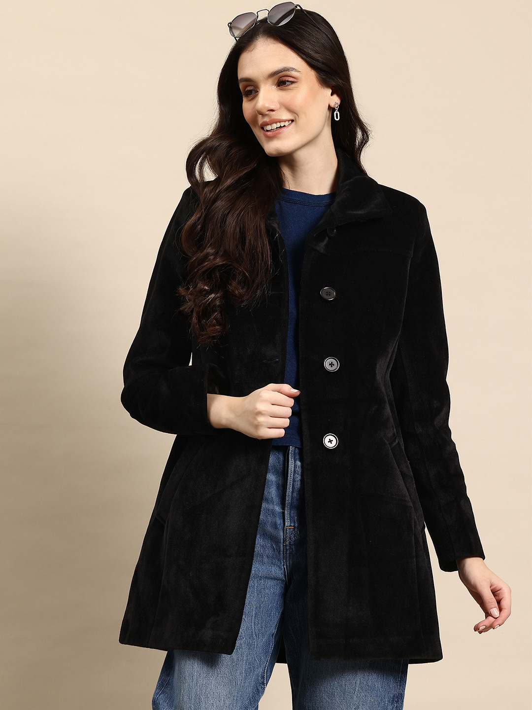 Buy Mast & Harbour Velvet Finish Overcoat - Coats for Women 29947336 ...