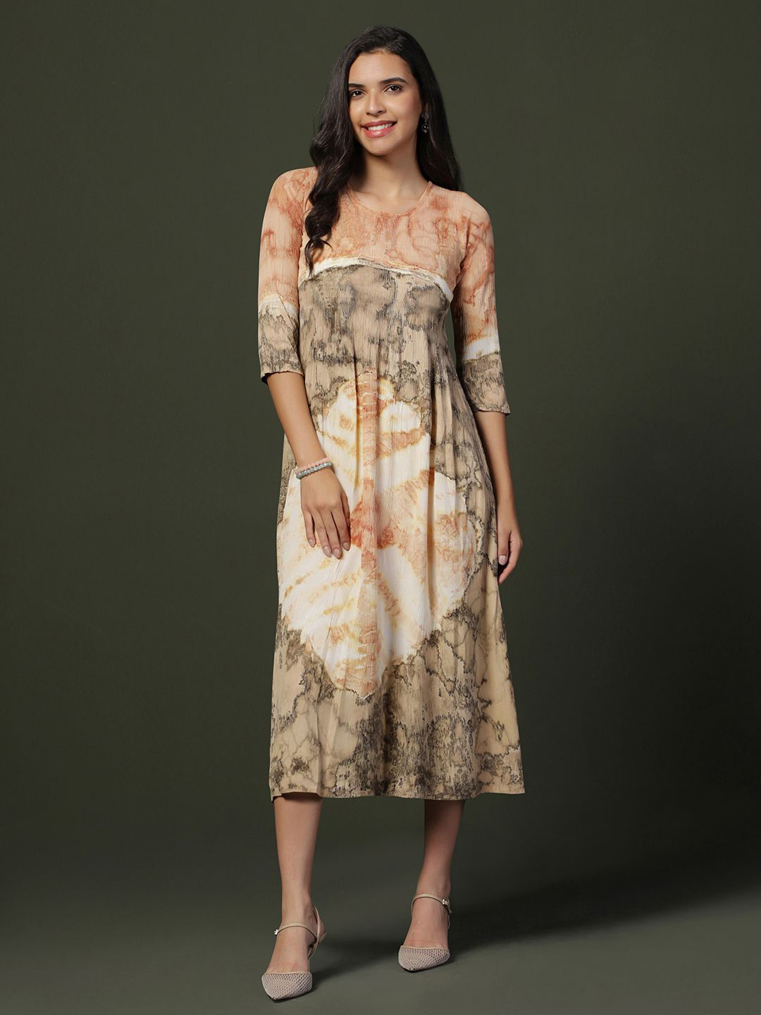 Buy OMPAX Print A Line Midi Dress - Dresses for Women 29948780 | Myntra