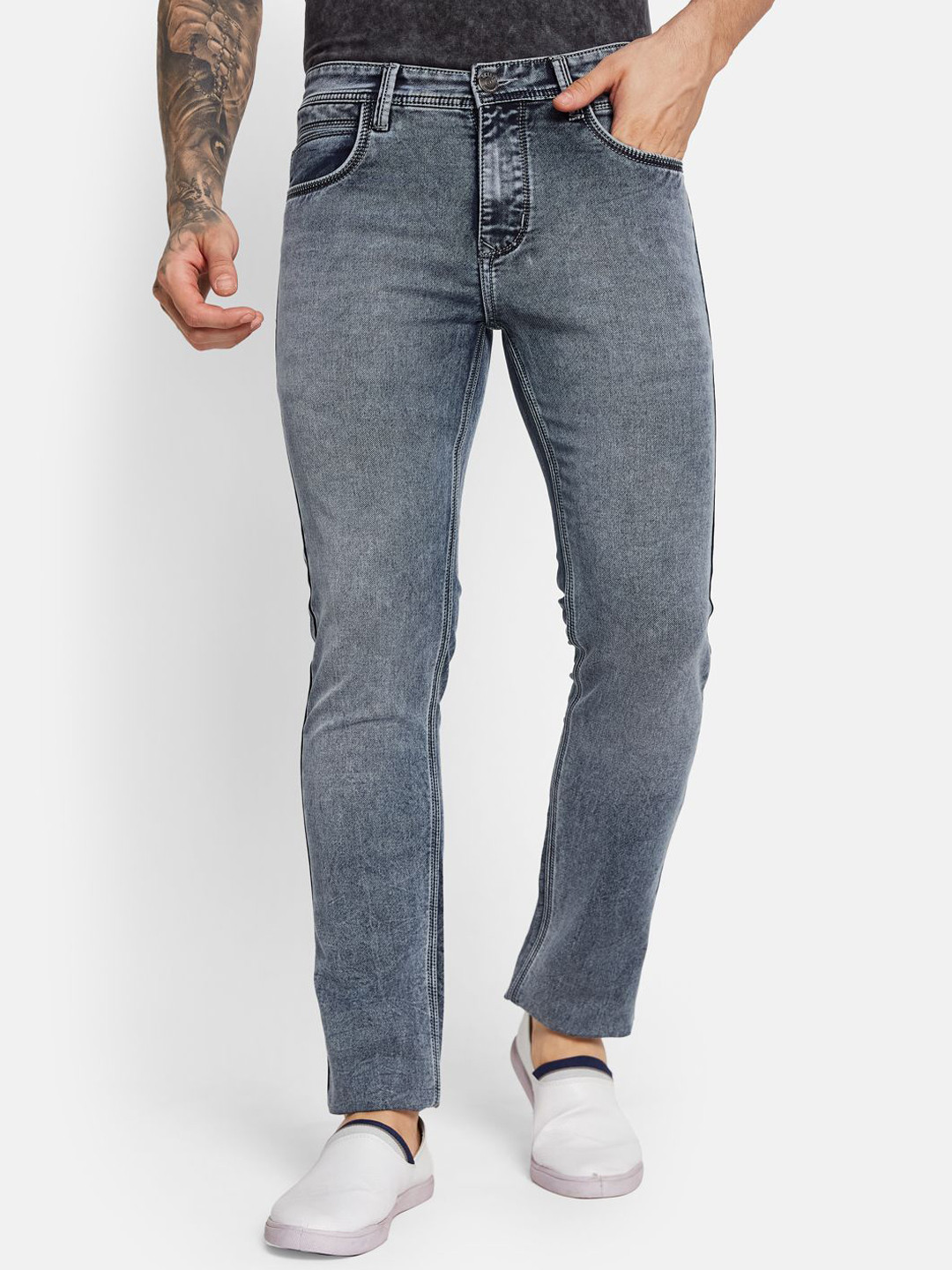 Buy Octave Men Low Distress Heavy Fade Stretchable Jeans - Jeans for ...