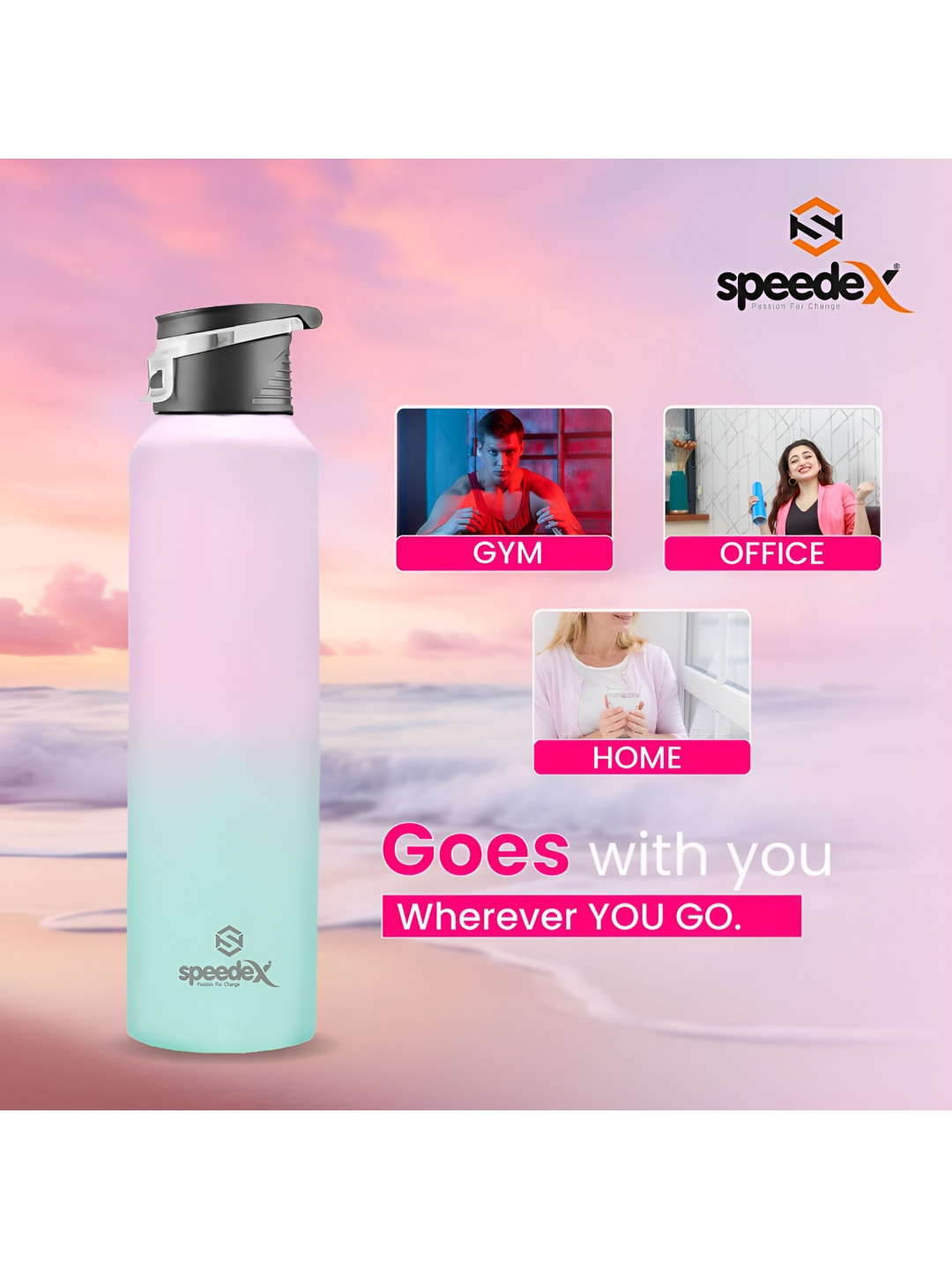 Buy Speedex Multicoloured Set Of 2 Stainless Steel Solid Water Bottle ...