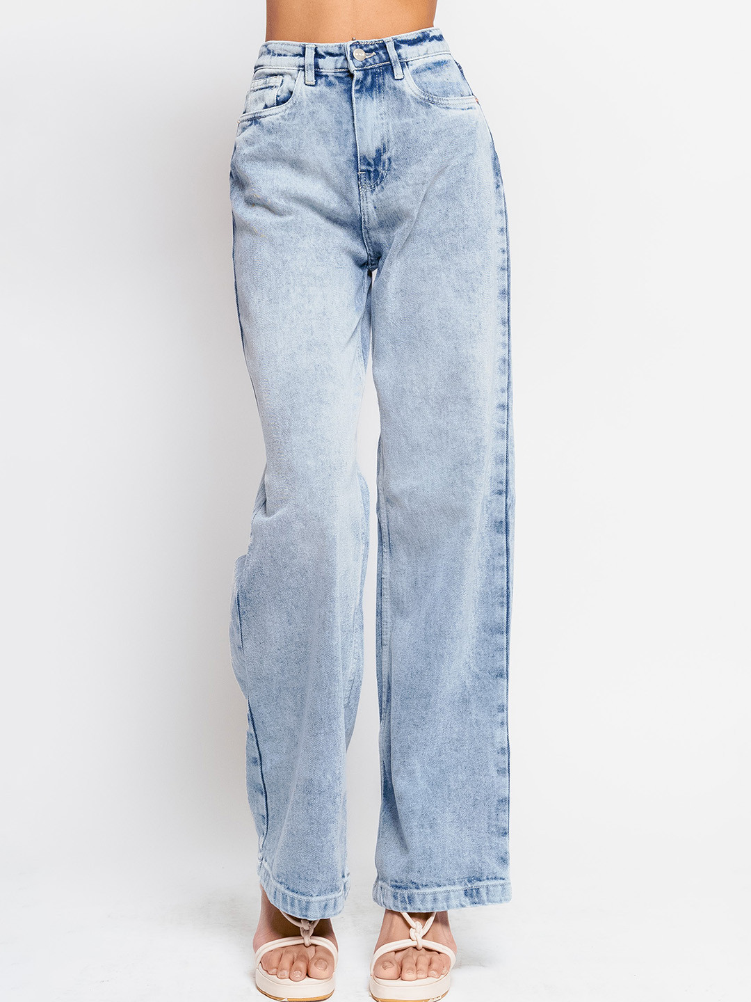 Buy FREAKINS Women Straight Fit High Rise Clean Look Heavy Fade Pure ...