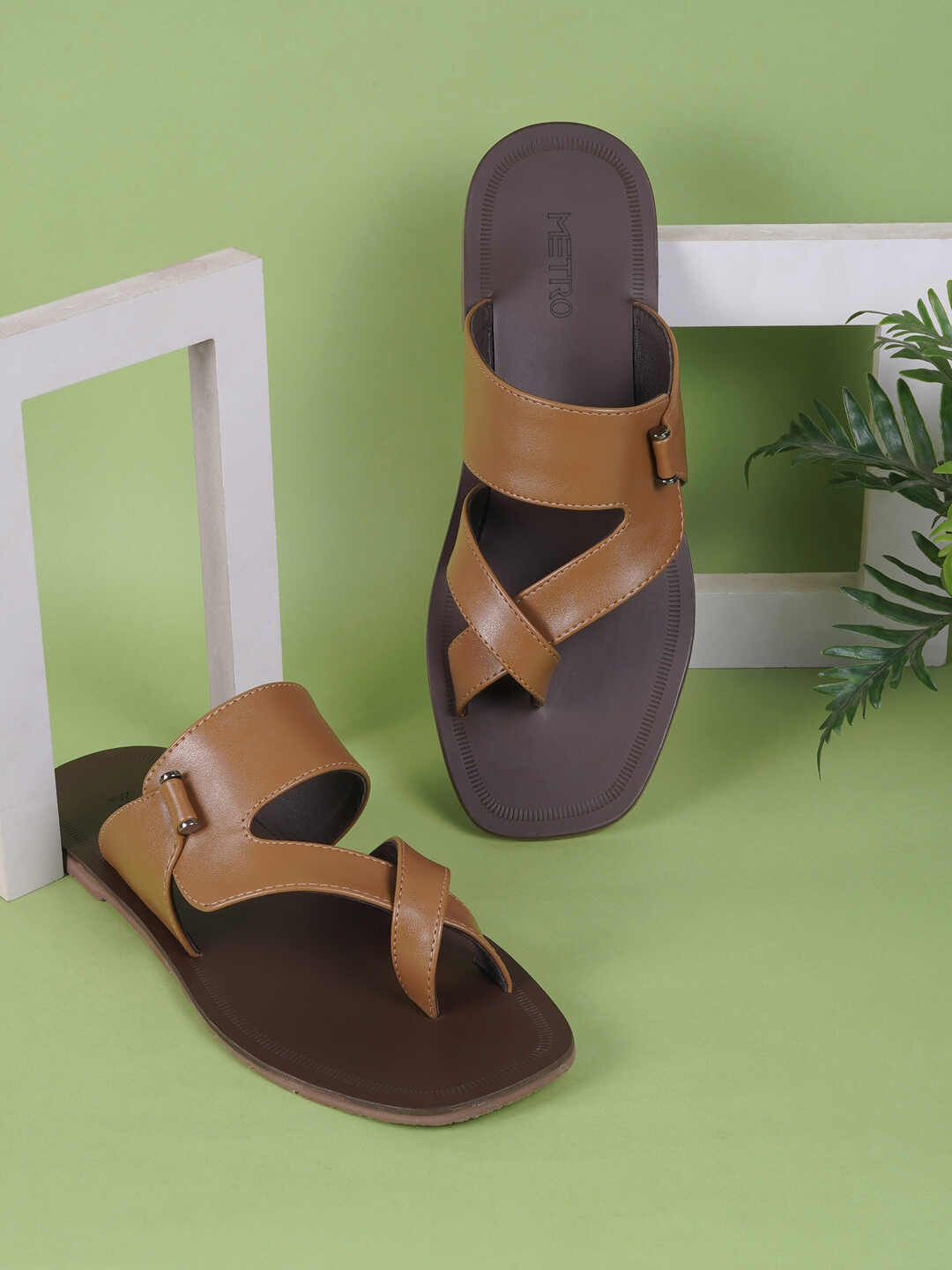 Buy Metro Men Leather Slip On Comfort Sandals - Sandals for Men ...