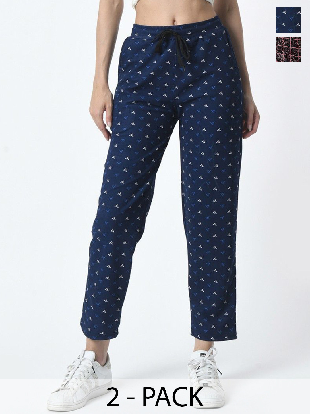 Buy BAESD Women Pack Of 2 Regular Fit Check Printed Track Pants - Track ...