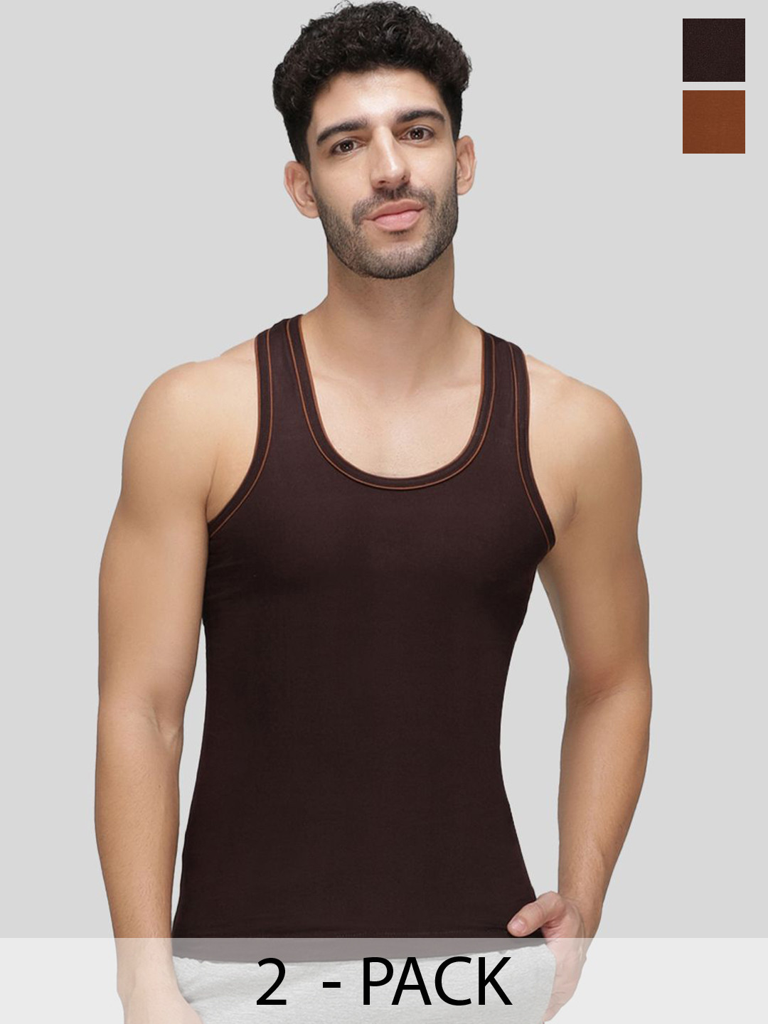 Buy AMUL COMFY Pack Of 2 Cotton Round Neck Sleeveless Innerwear Vests ...