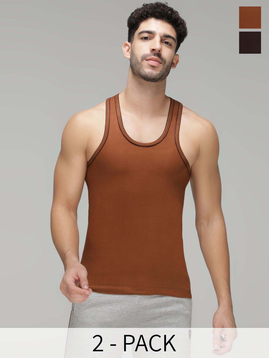 Buy AMUL COMFY Pack Of 2 Cotton Round Neck Innerwear Vests - Innerwear ...