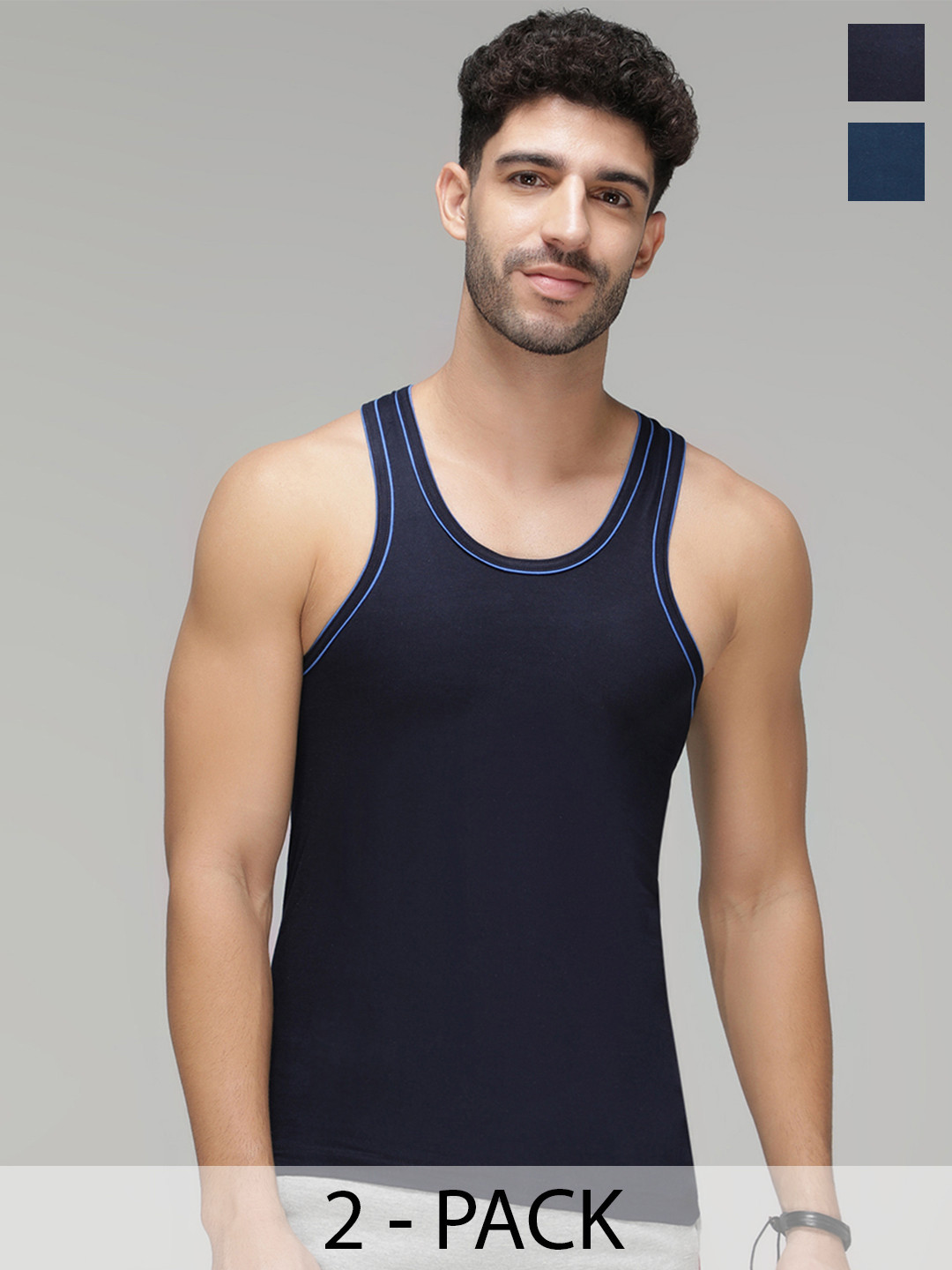Buy AMUL COMFY Pack Of 2 Round Neck Cotton Innerwear Vests AC VE ...