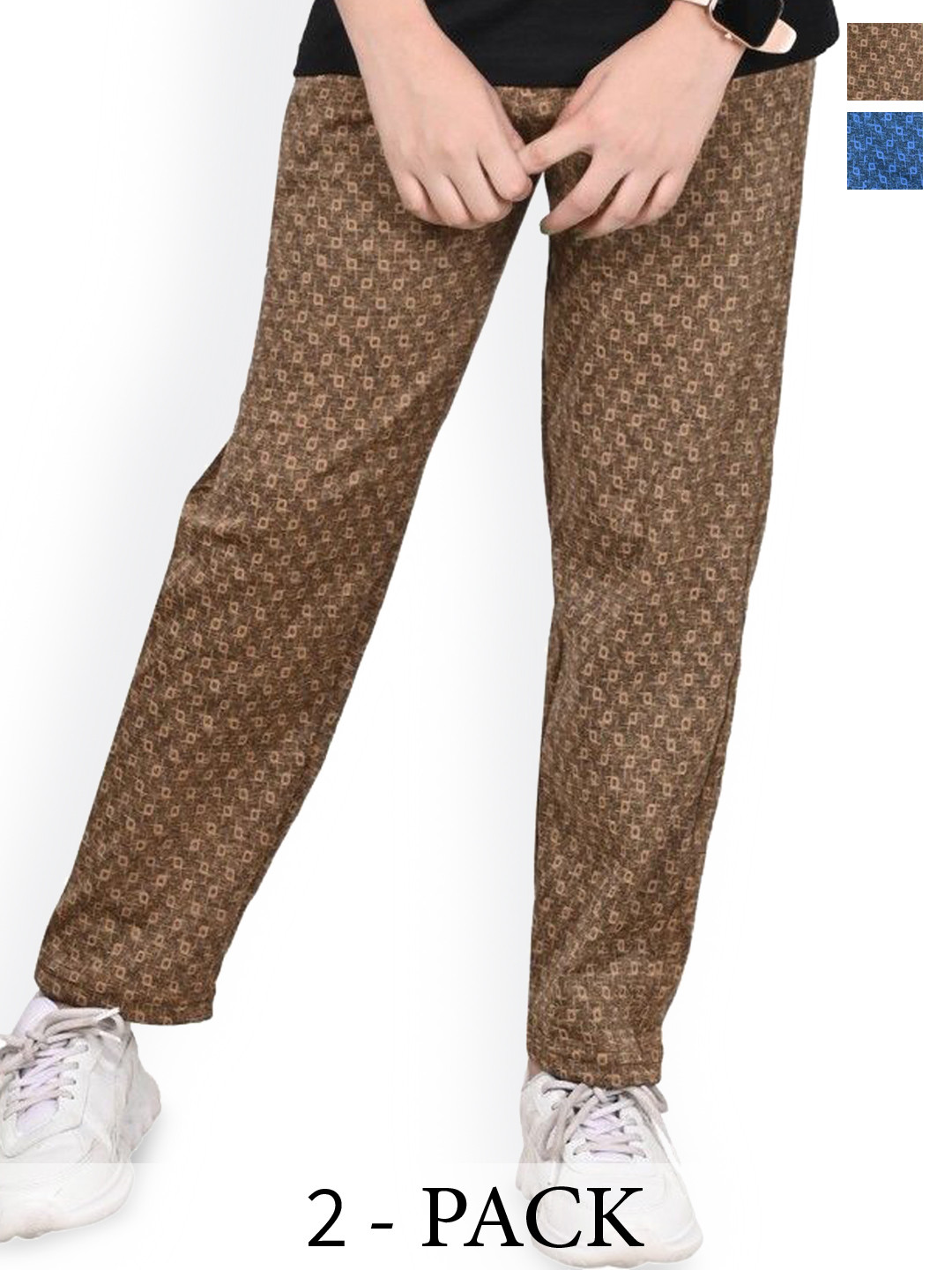 Buy BAESD Girls Pack Of 2 Check Printed Dry Fit Lower Track Pants ...