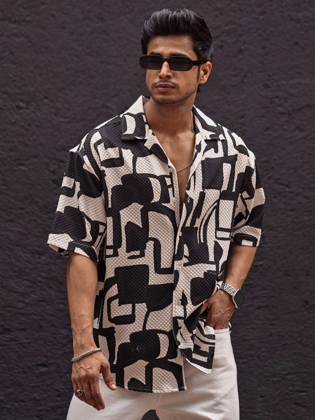 Buy Powerlook Men Abstract Printed Cuban Collar Casual Shirt - Shirts ...