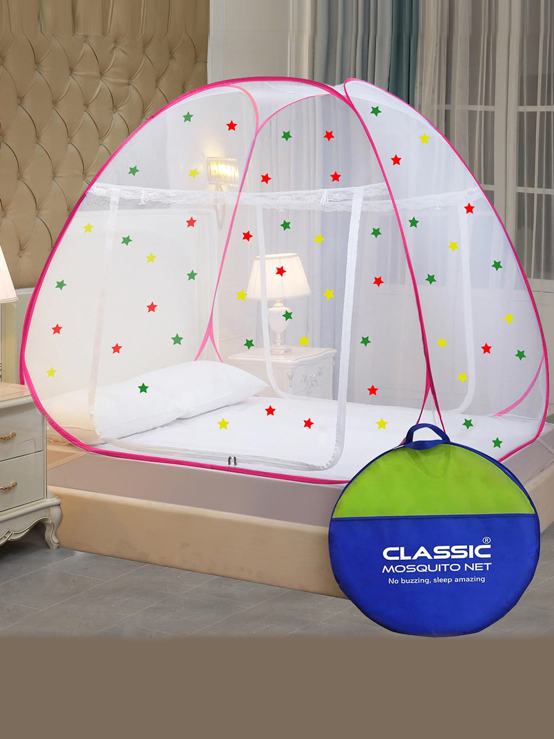 Buy Classic Mosquito Net Pink & White Queen Size Tent Mosquito Net ...