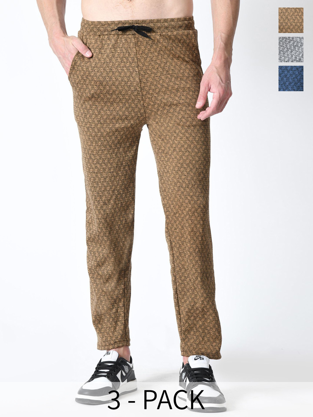 Buy BAESD Men Pack Of 3 Dry Fit Check Printed Lower Track Pants - Track ...