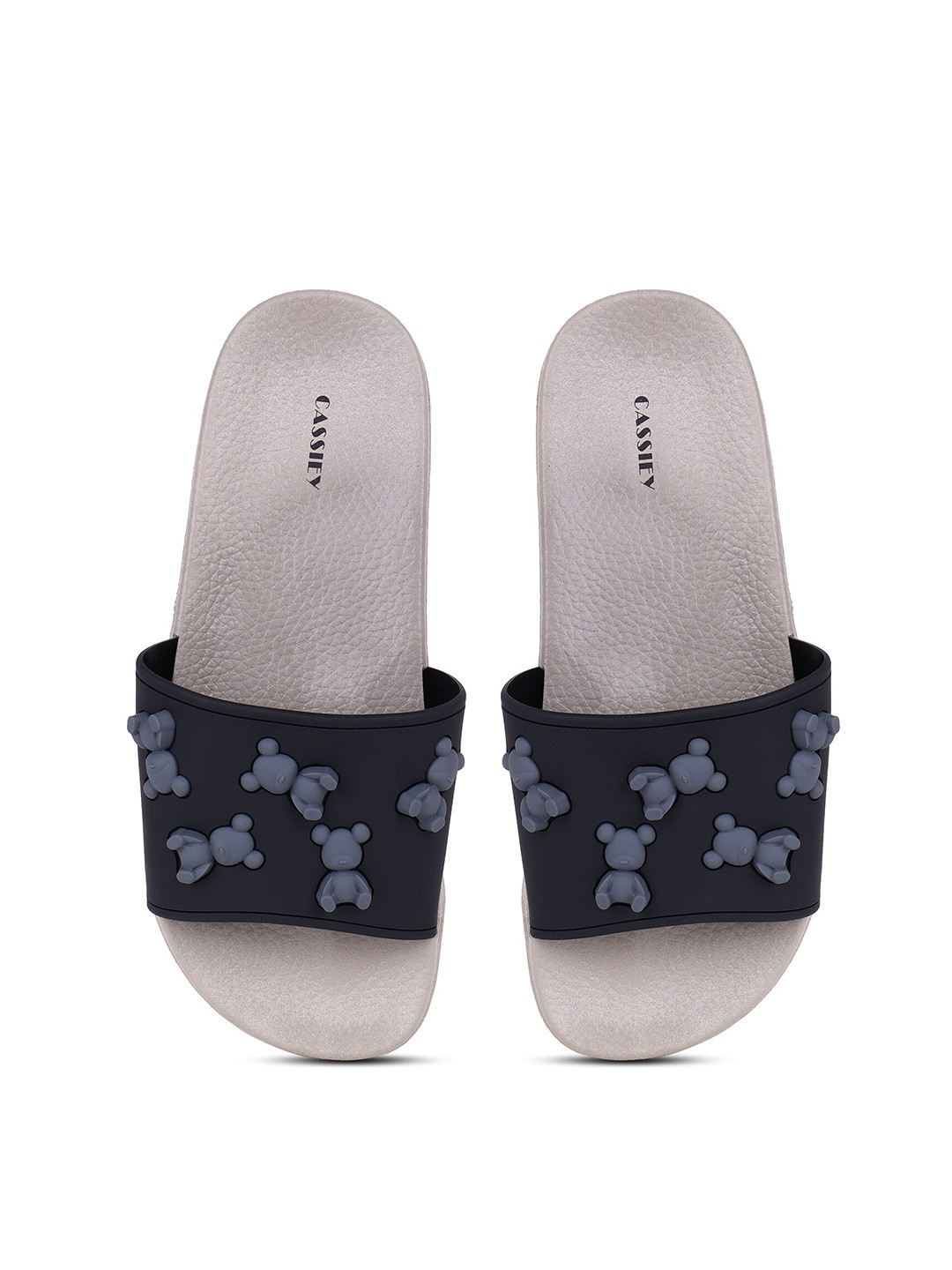 Buy CASSIEY Women Self Design Rubber Sliders - Flip Flops for Women ...