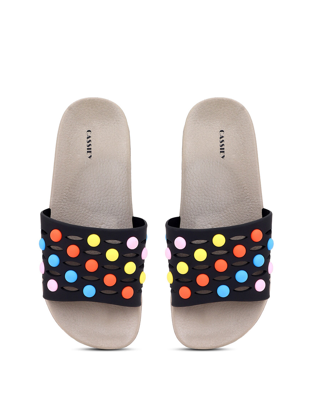 Buy CASSIEY Women Self Design Rubber Sliders - Flip Flops for Women ...