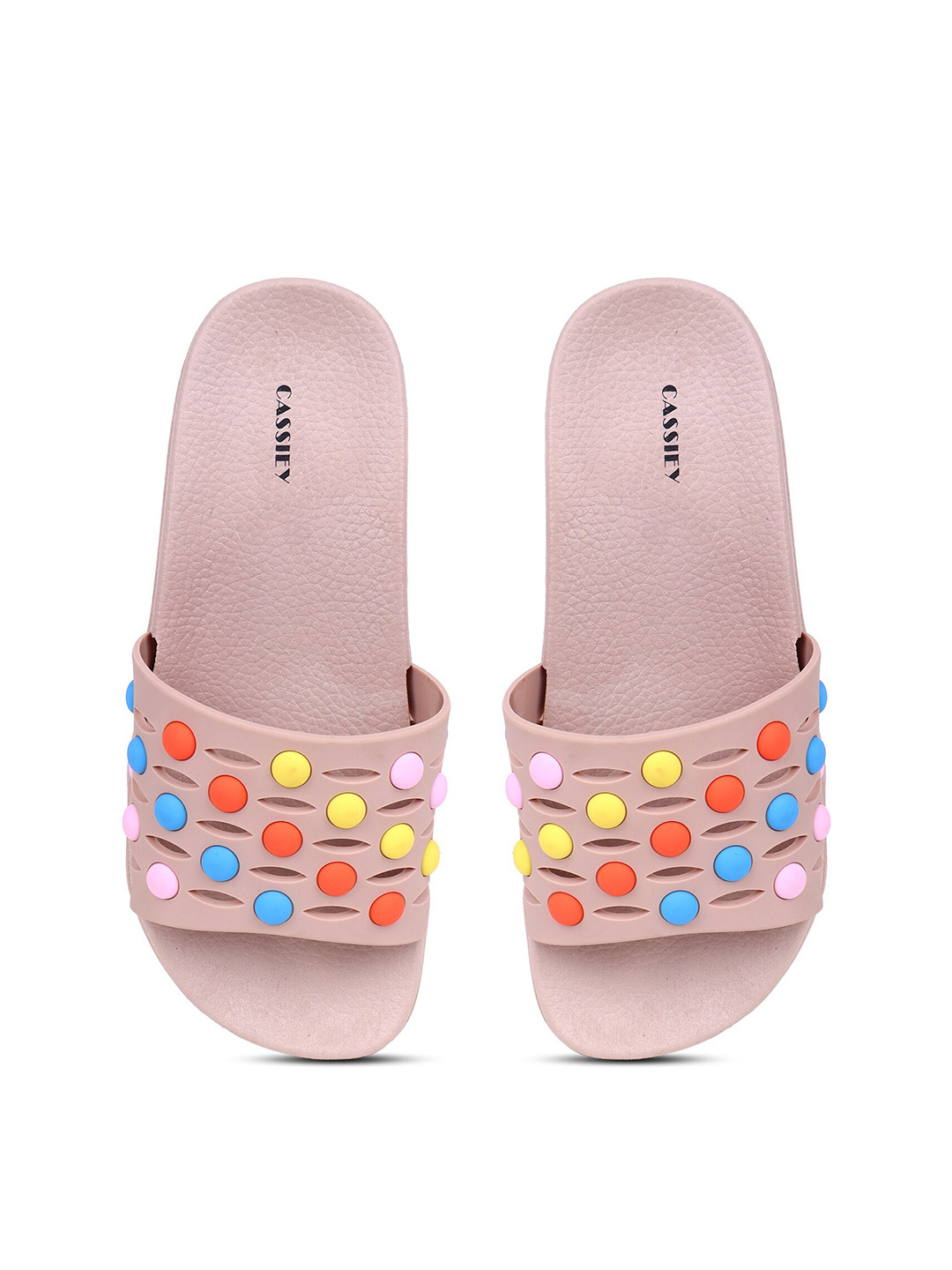 Buy CASSIEY Women Self Design Rubber Sliders - Flip Flops for Women ...