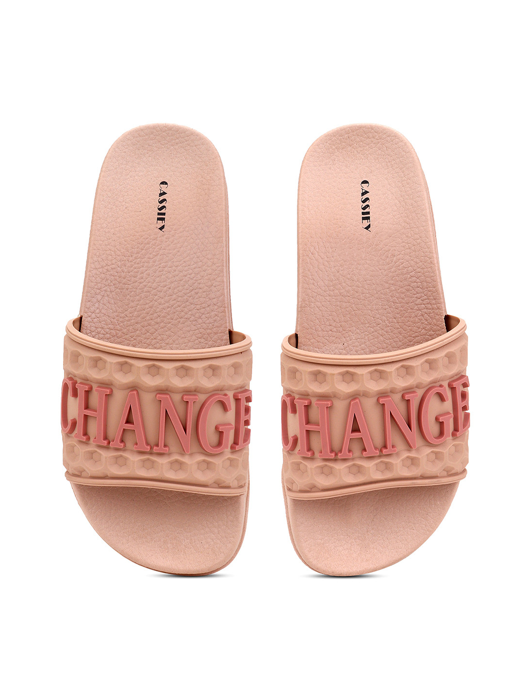 Buy CASSIEY Women Self Design Rubber Sliders - Flip Flops for Women ...