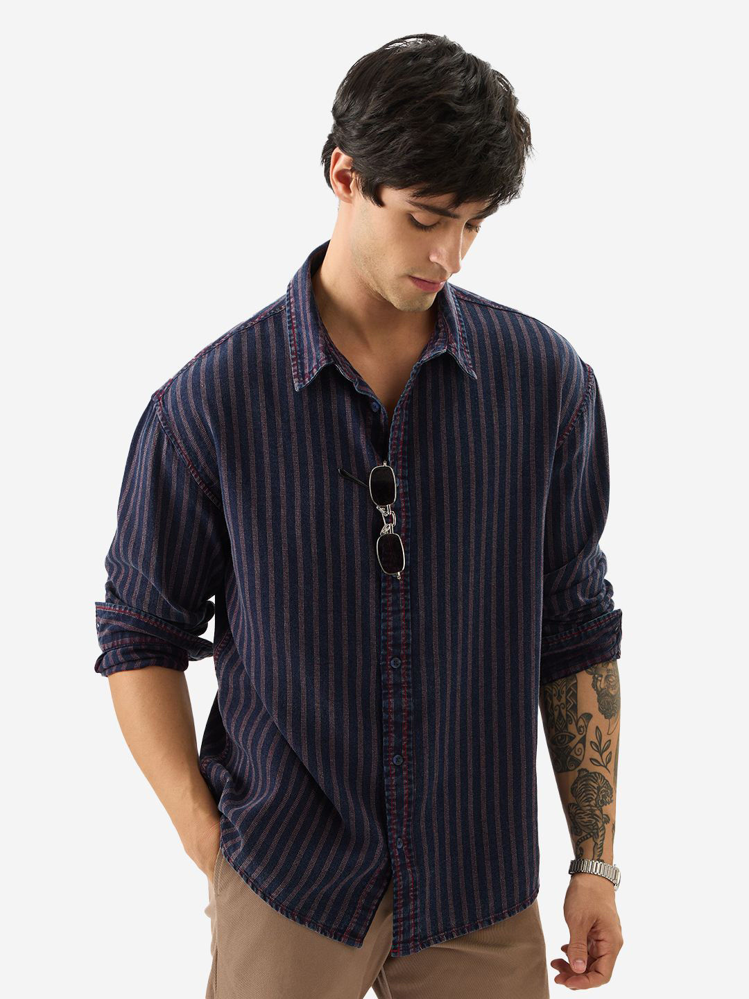 Buy The Souled Store Men Cotton Opaque Striped Casual Shirt - Shirts ...