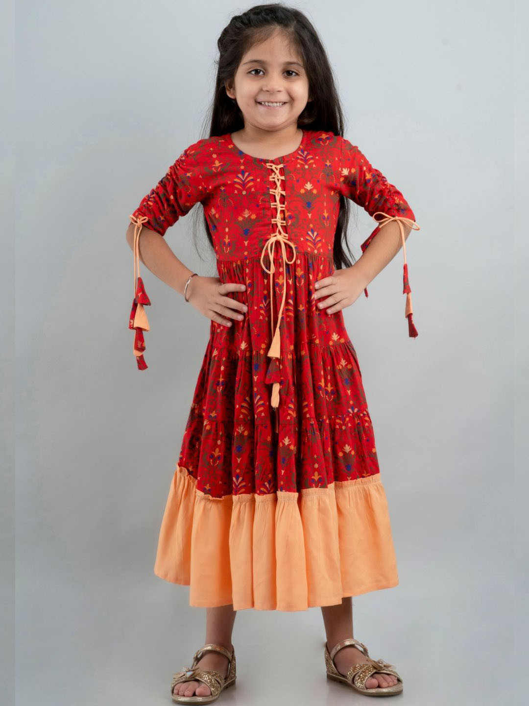 Buy Cutiediva Girls Ethnic Motifs Printed Fit & Flared Maxi Ethnic ...