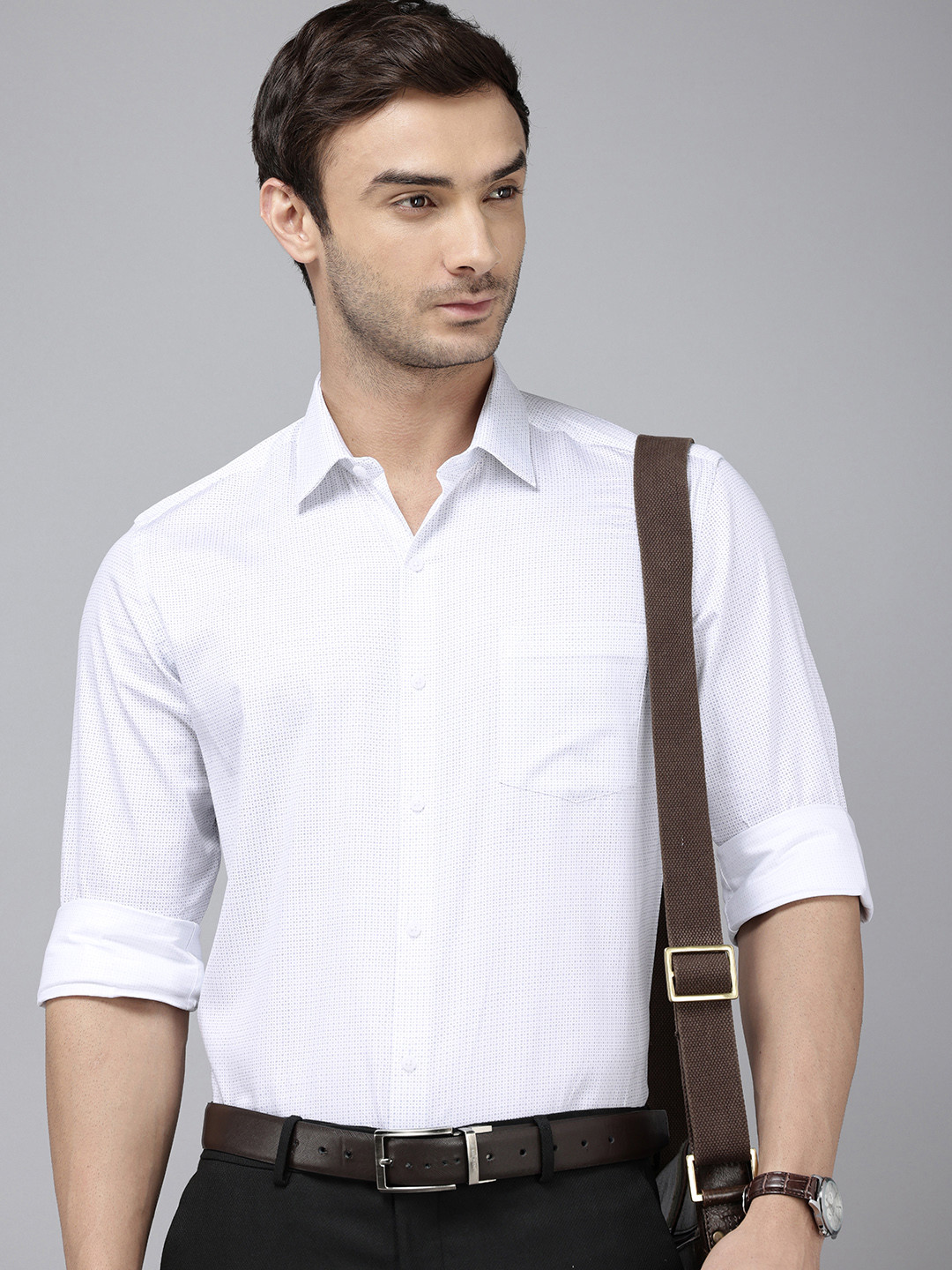 Buy Arrow Manhattan Slim Fit Micro Ditsy Printed Pure Cotton Formal ...