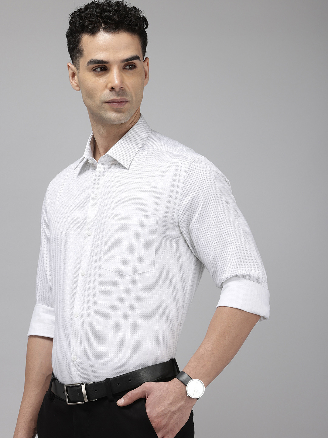 Buy Arrow Pure Cotton Manhattan Slim Fit Geometric Printed Formal Shirt ...