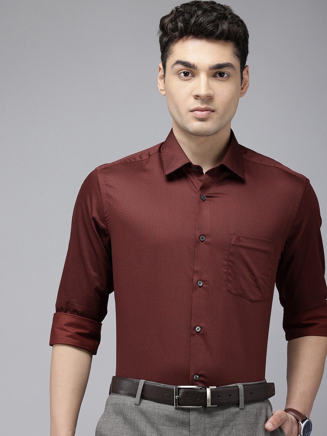 Buy Arrow Manhattan Slim Fit Geometric Printed Pure Cotton Formal Shirt ...