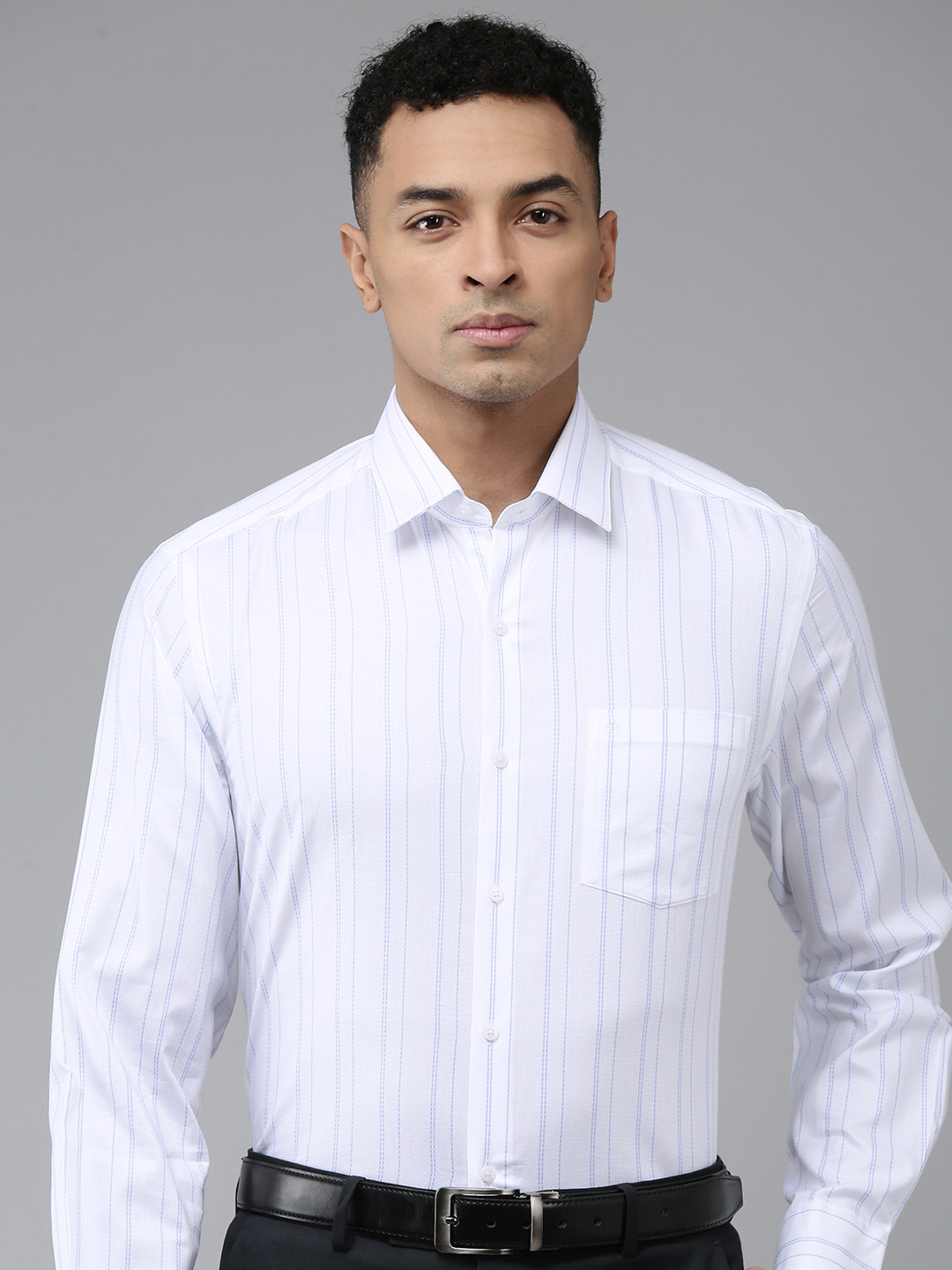 Buy Arrow Pure Cotton Manhattan Slim Fit Striped Textured Formal Shirt ...